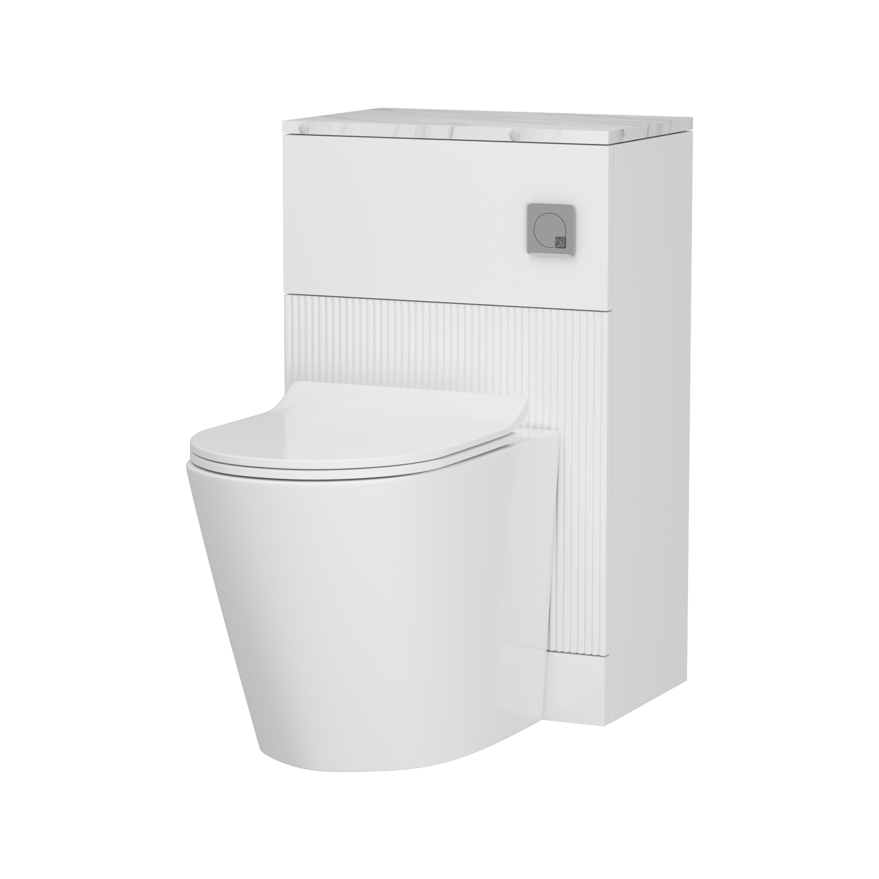 Lyon 500mm Gloss White Fluted BTW WC Unit with Cesar Rimless Toilet Pan ...