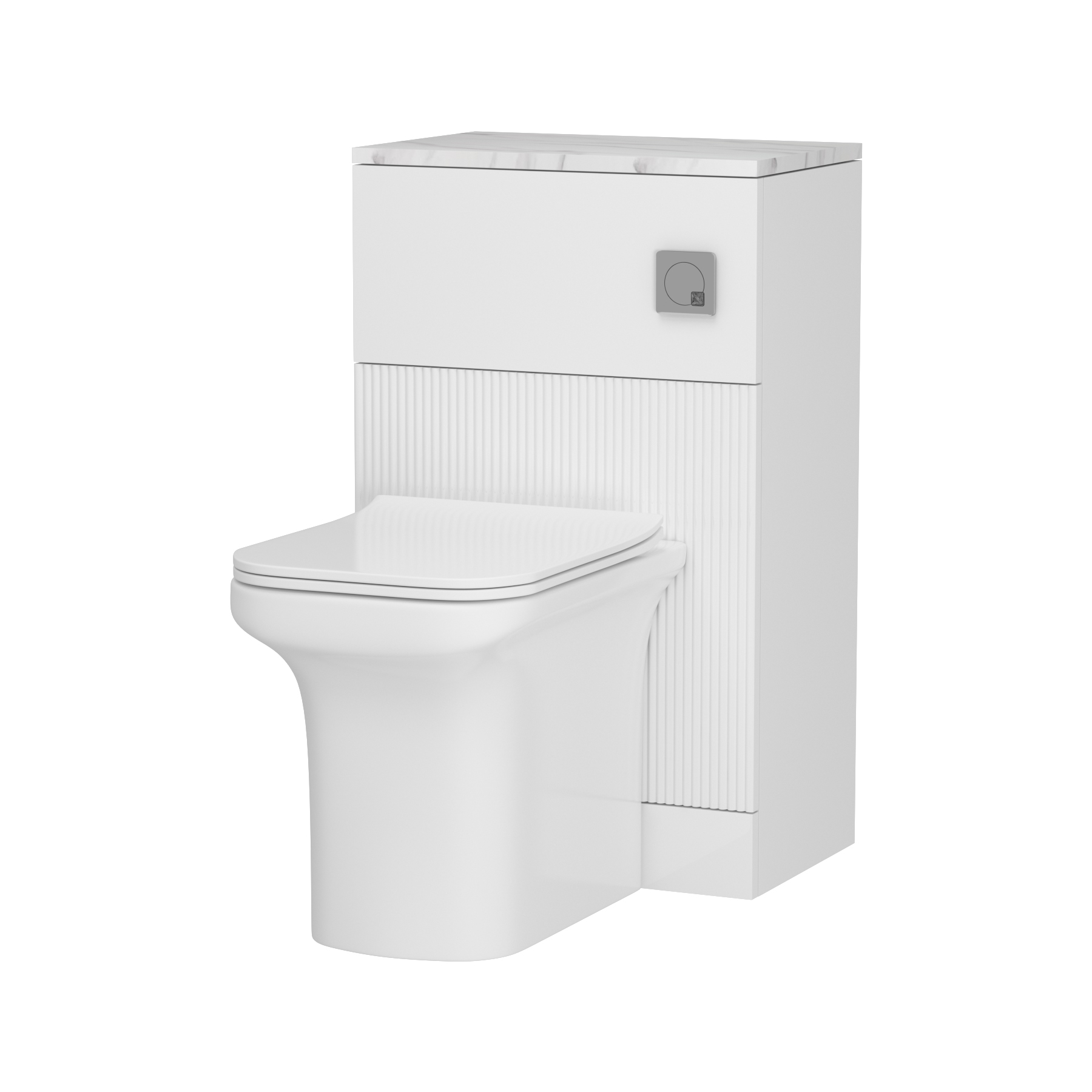 Lyon 500mm Gloss White Fluted BTW WC Unit with Crosby Rimless Toilet ...