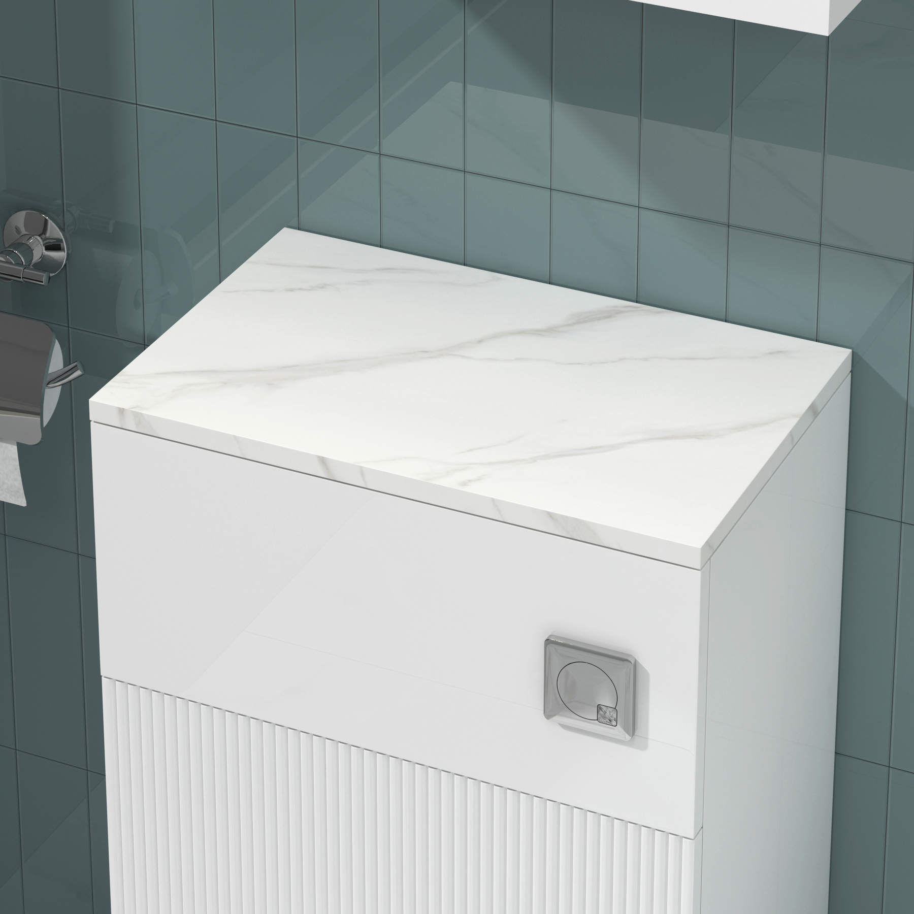 Lyon 500mm Gloss White Fluted BTW WC Unit with Elva Rimless Short ...