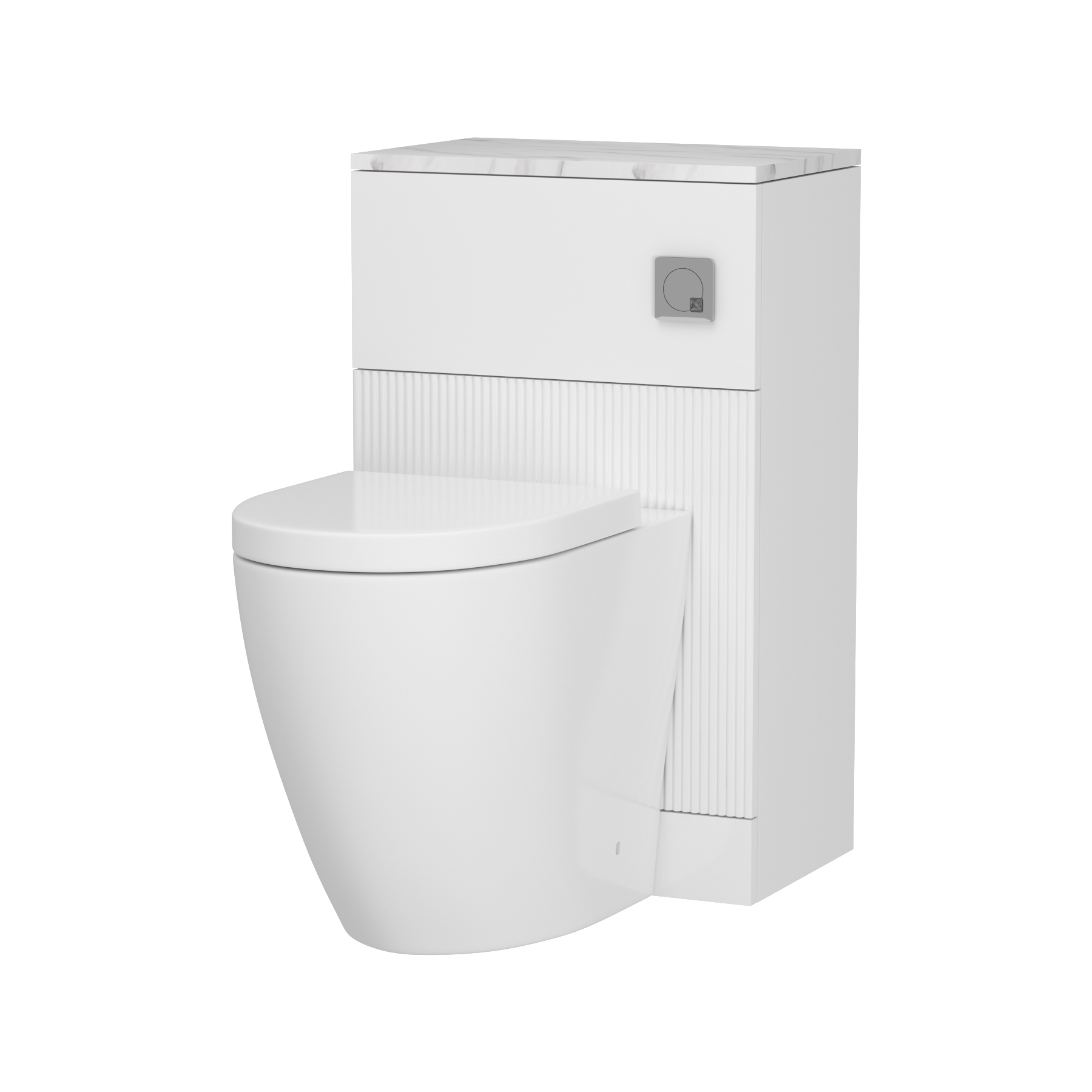 Lyon 500mm Gloss White Fluted BTW WC Unit with Elva Rimless Short ...