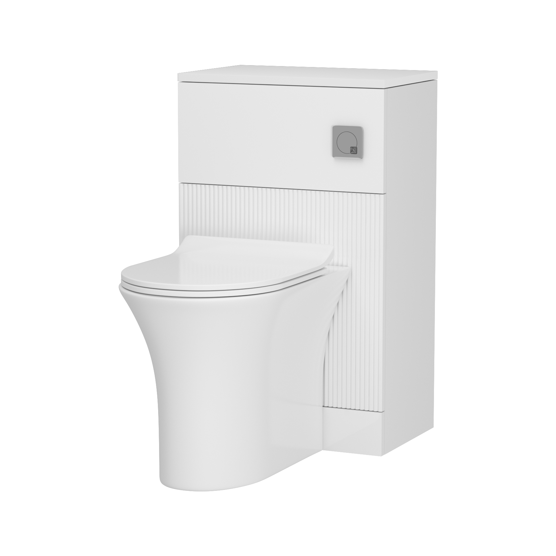 Lyon 500mm Fluted Gloss White WC Unit with Breeze Rimless Toilet Pan ...