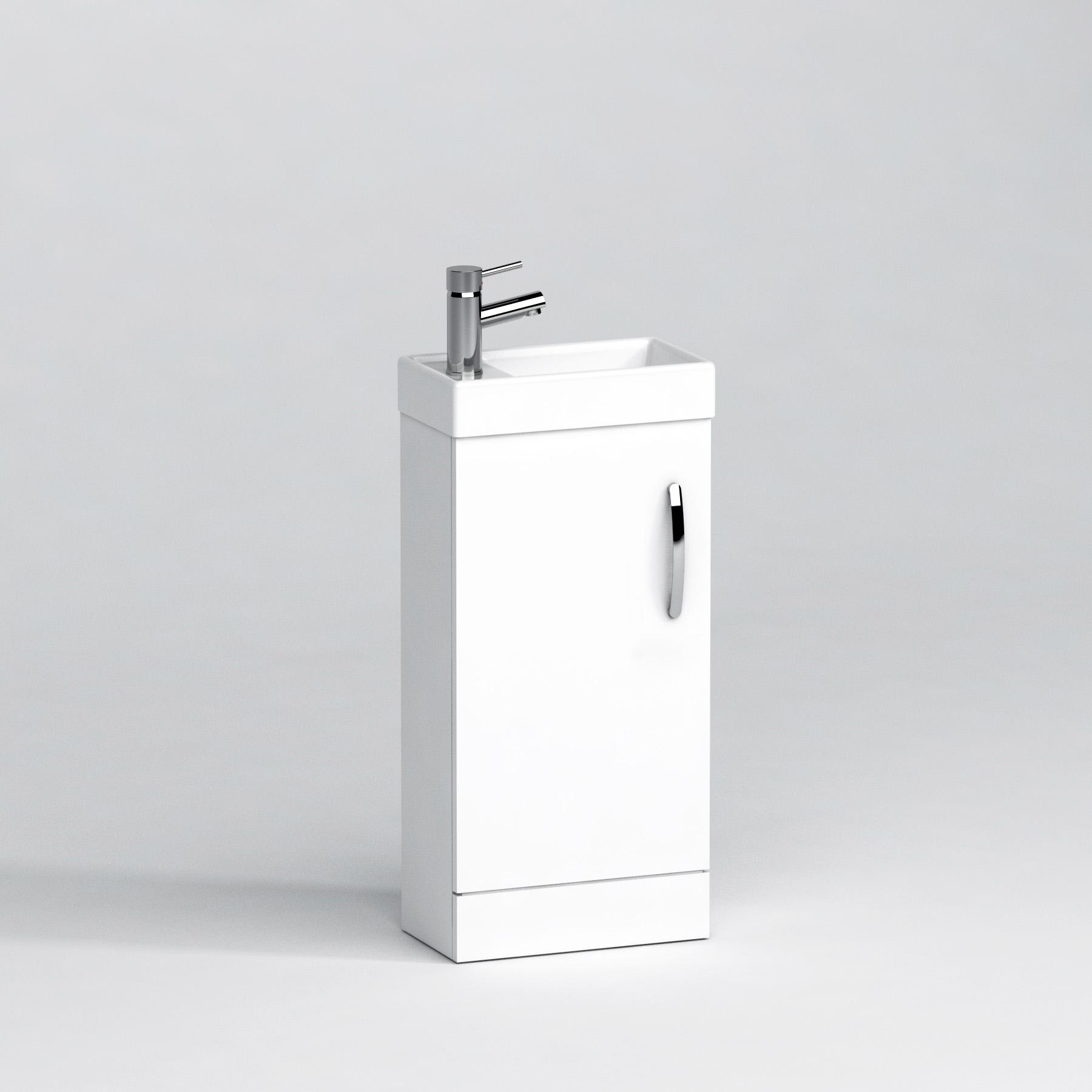 Como 400mm Floor Standing Vanity Unit Gloss White - 1 Door Basin Unit ...