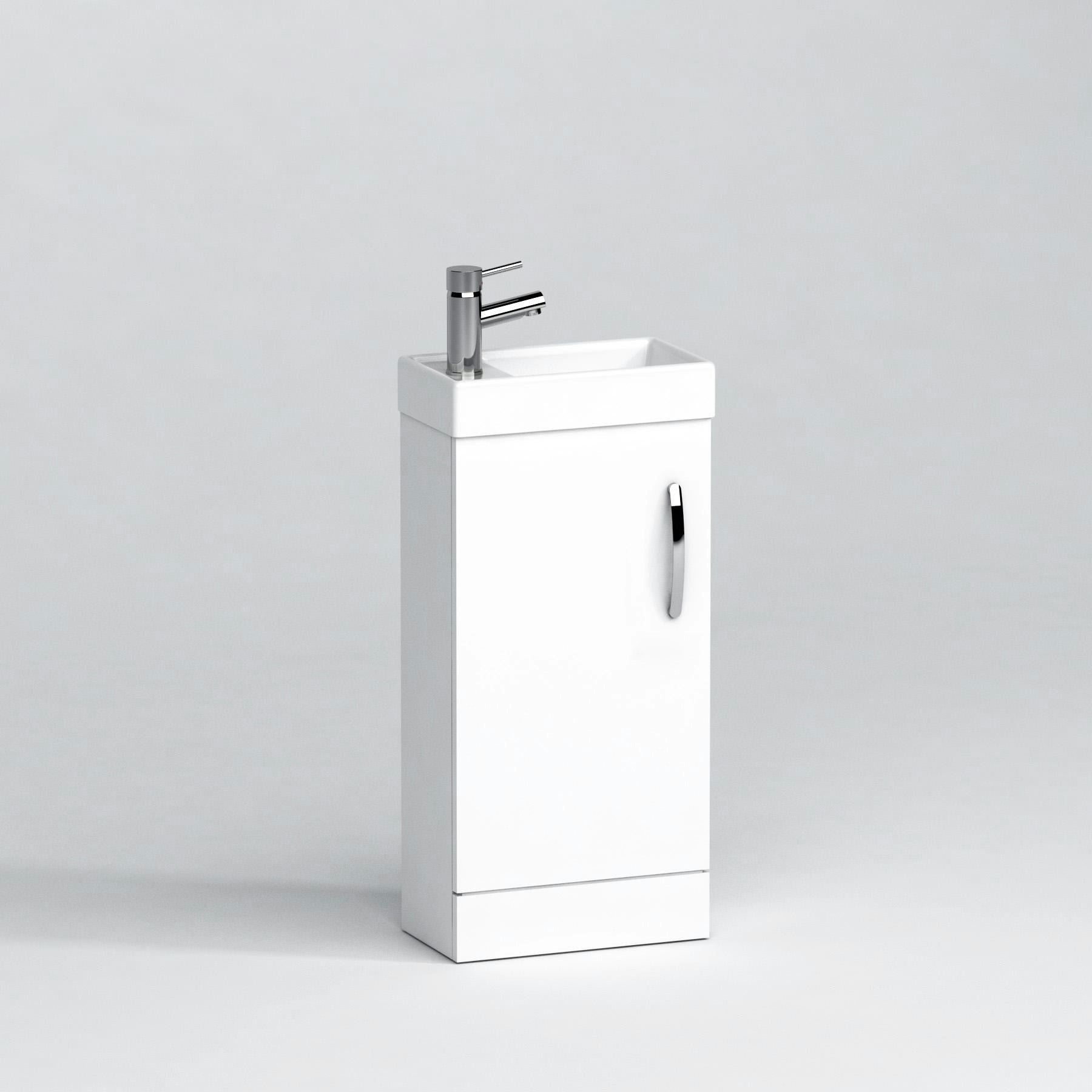 Como 400mm Floor Standing Vanity Unit Gloss White - 1 Door Basin Unit ...