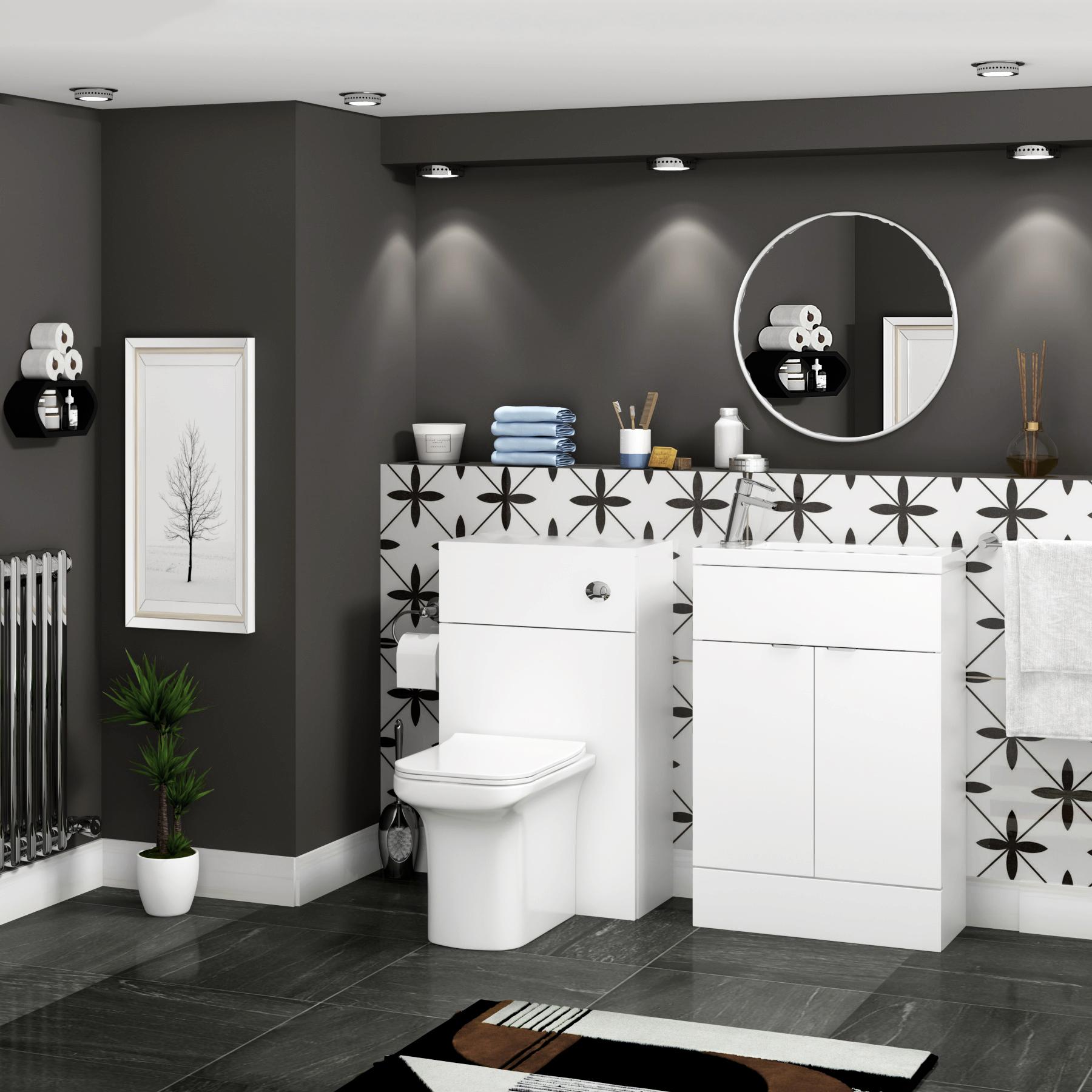 Elena 600mm Compact Floor Standing Vanity Sink Unit 2 Door with ...