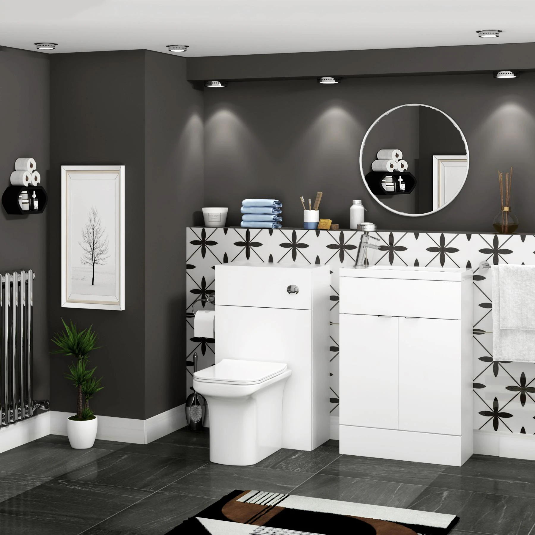 Elena 600mm Compact Floor Standing Vanity Sink Unit 2 Door with ...