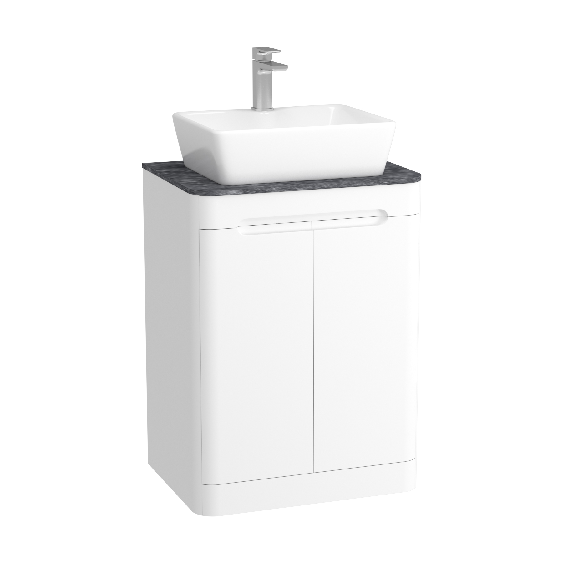 Infinity Gloss White 2 Door Floor Standing Black Star Vanity Unit White ...