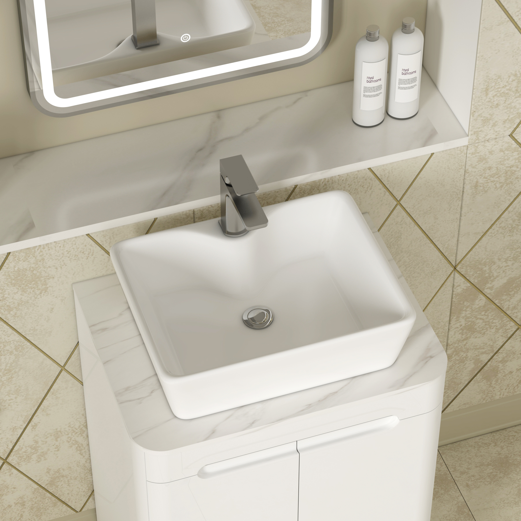 Infinity Gloss White 2 Door Floor Standing Carrara Vanity Unit White ...