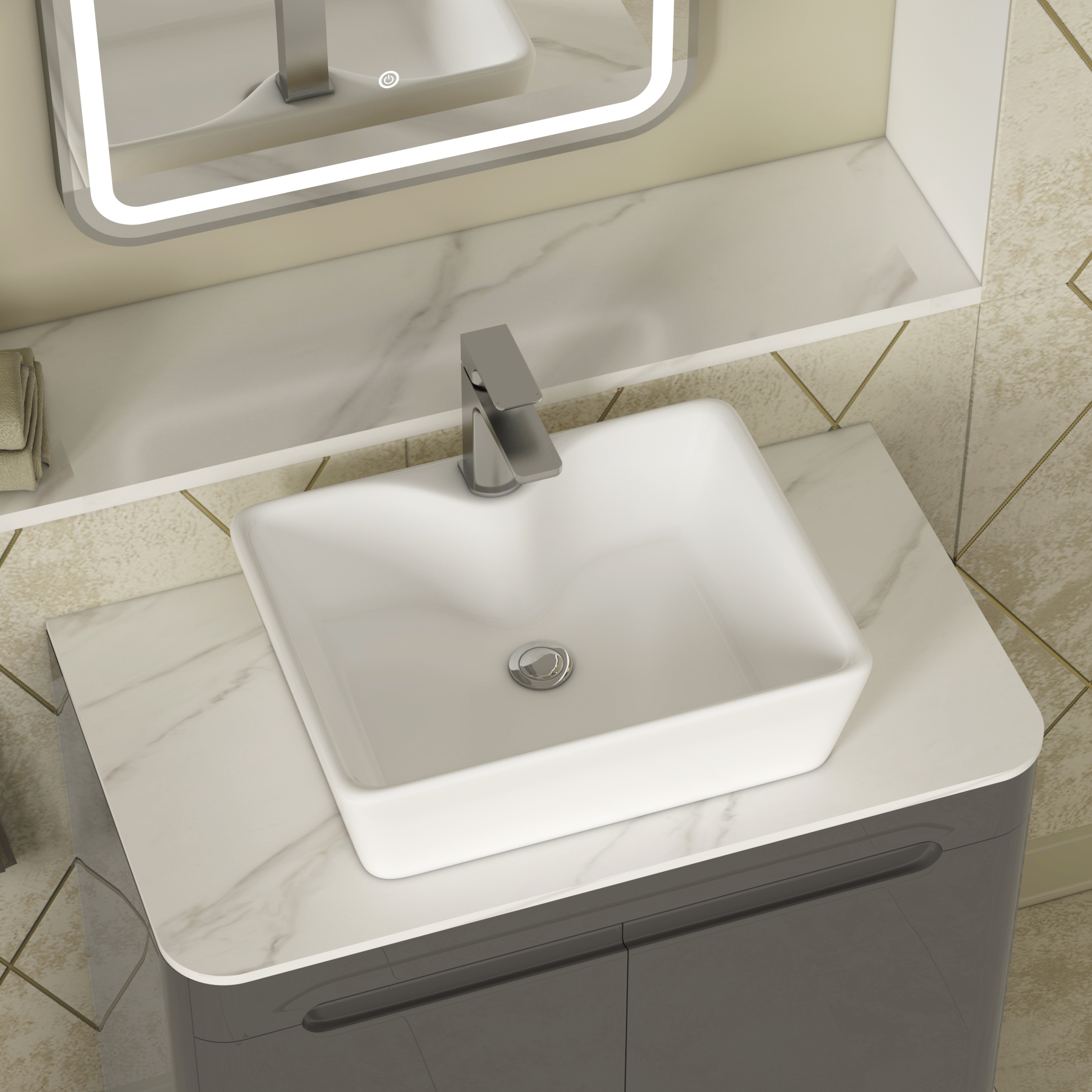 Infinity Gloss Anthracite 2 Door Floor Standing Carrara Vanity Unit ...