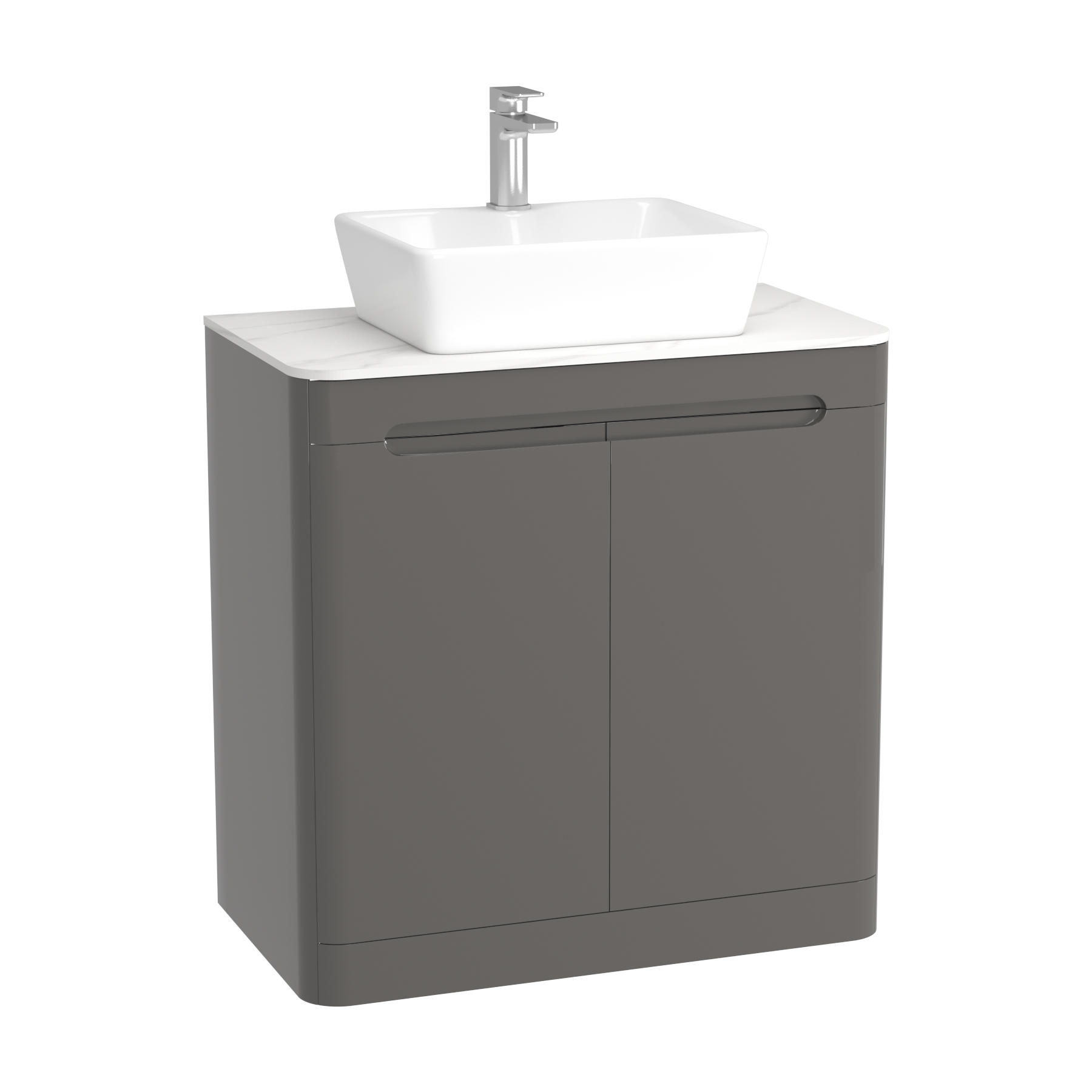 Infinity Gloss Anthracite 2 Door Floor Standing Carrara Vanity Unit ...