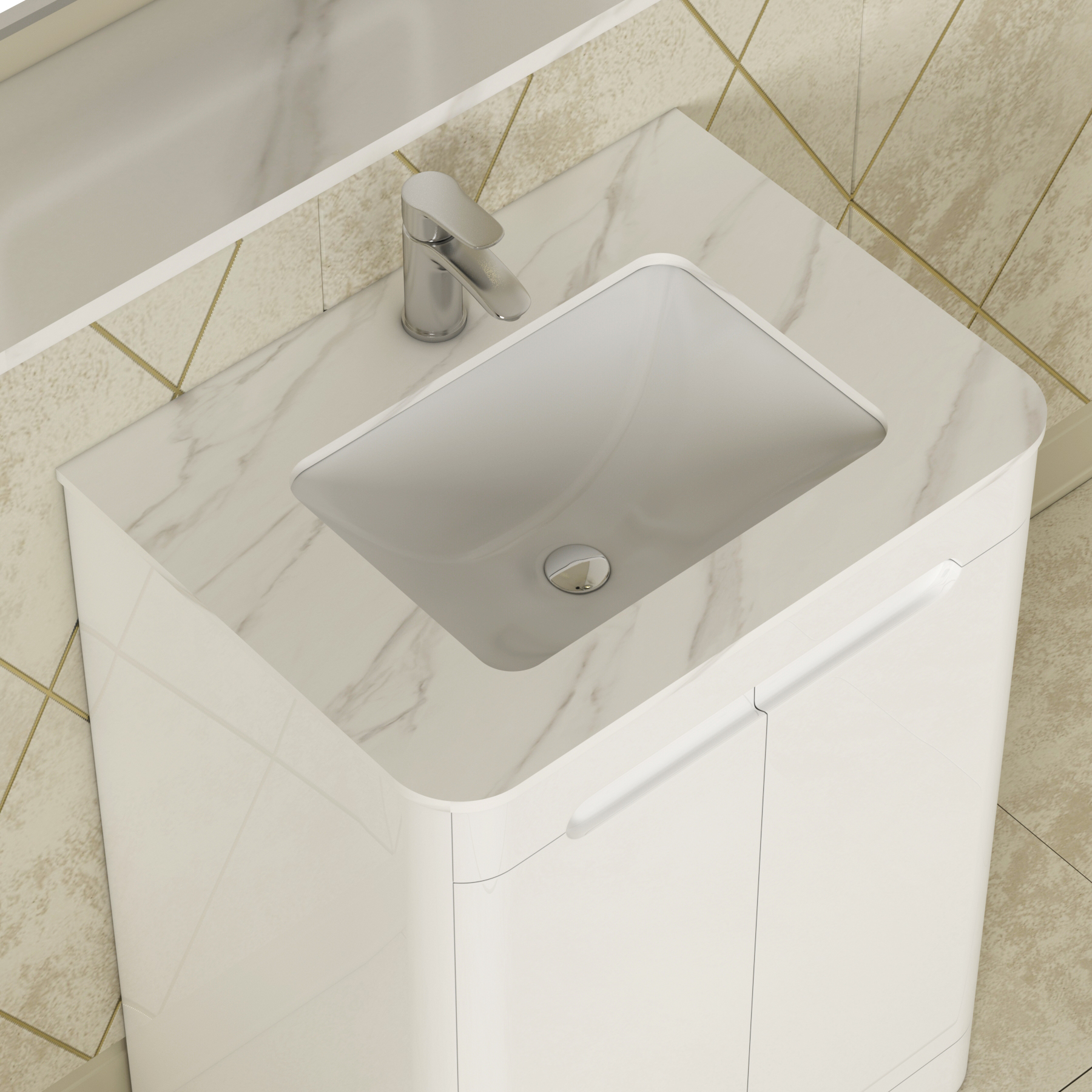 Infinity 800mm Gloss White Floor Standing Vanity Unit 2 Door with ...