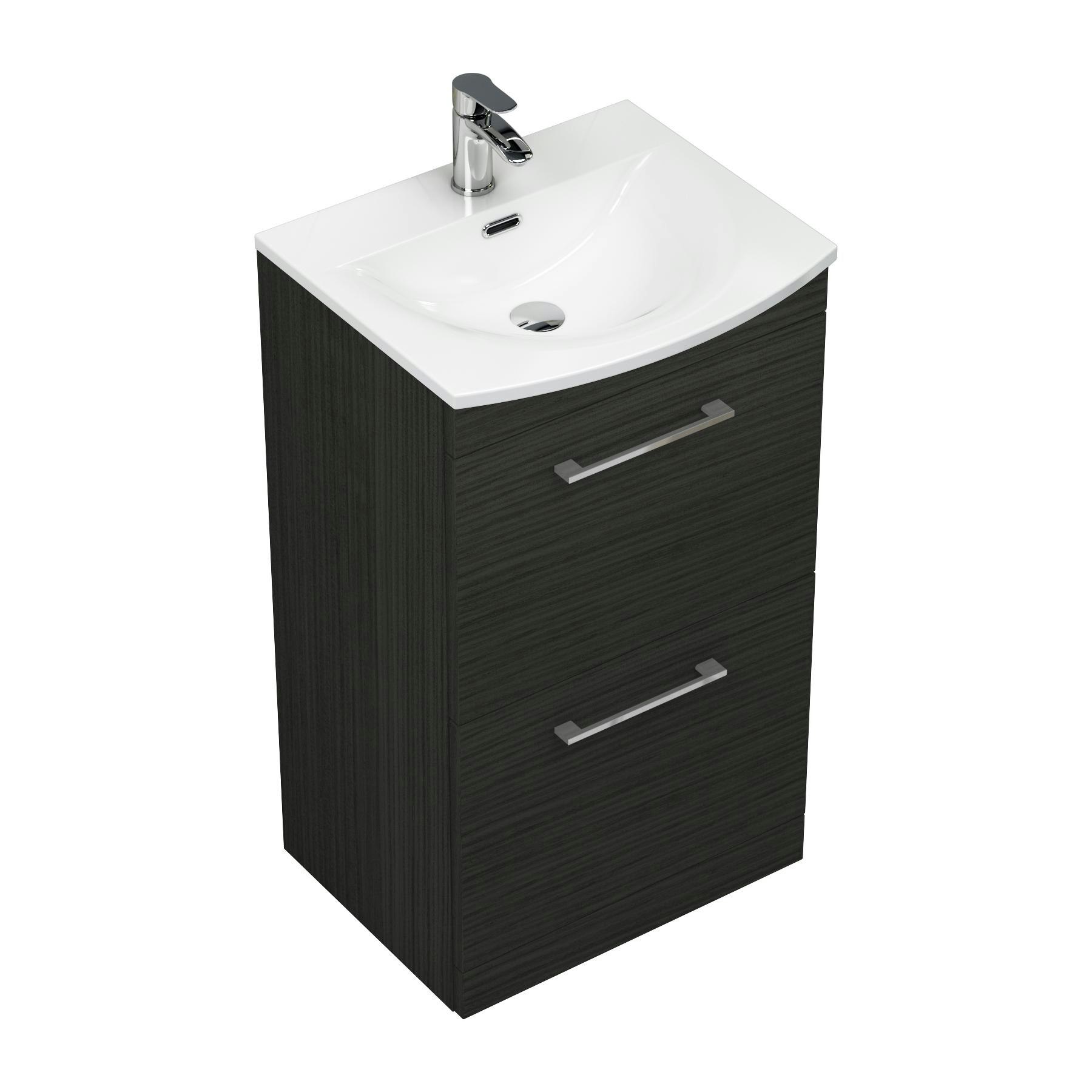 Marbella 500/600/800mm Hale Black 2 Drawer Floor Standing Vanity Unit ...