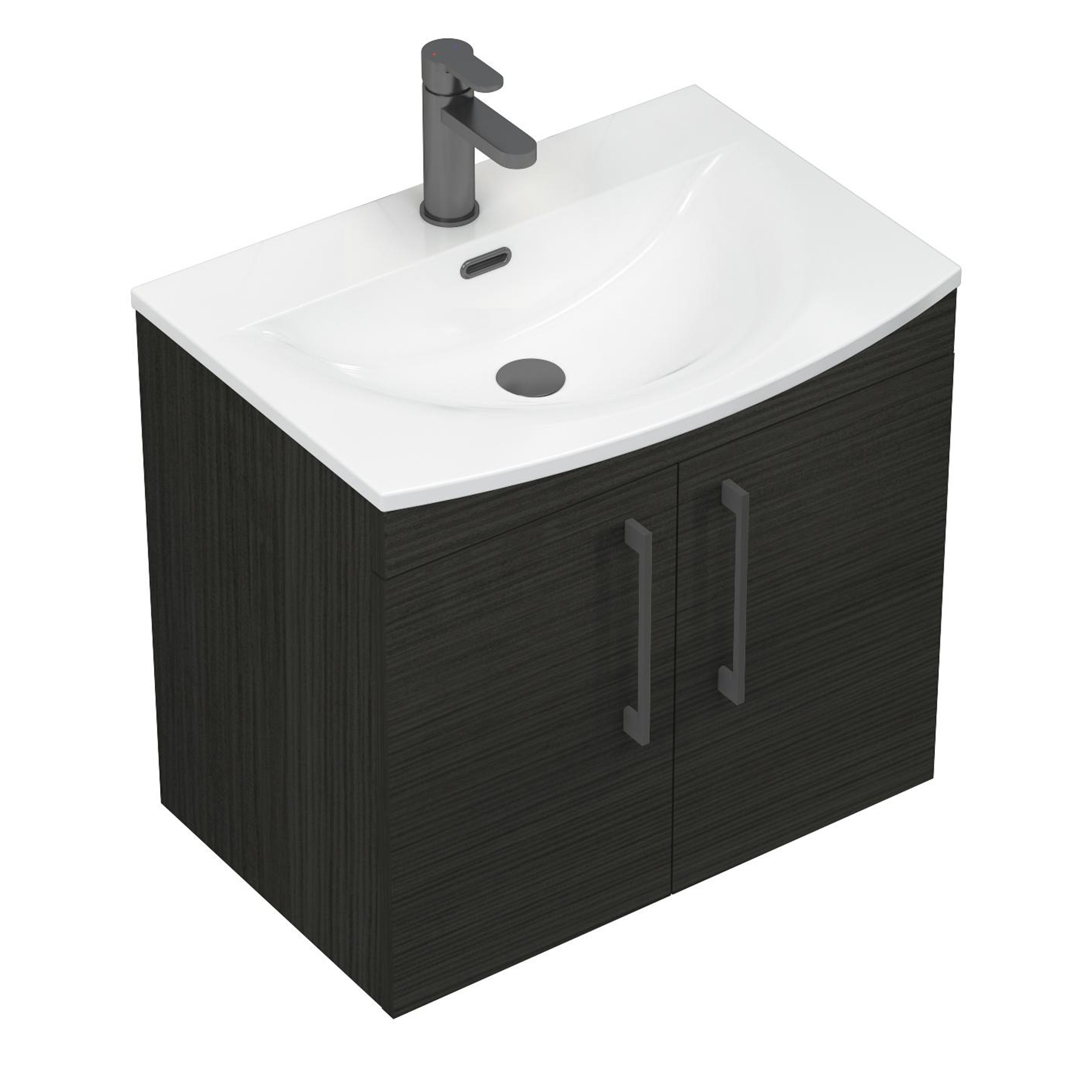 Marbella Hale Black 2 Door Wall Hung Vanity Unit with Curved Basin ...