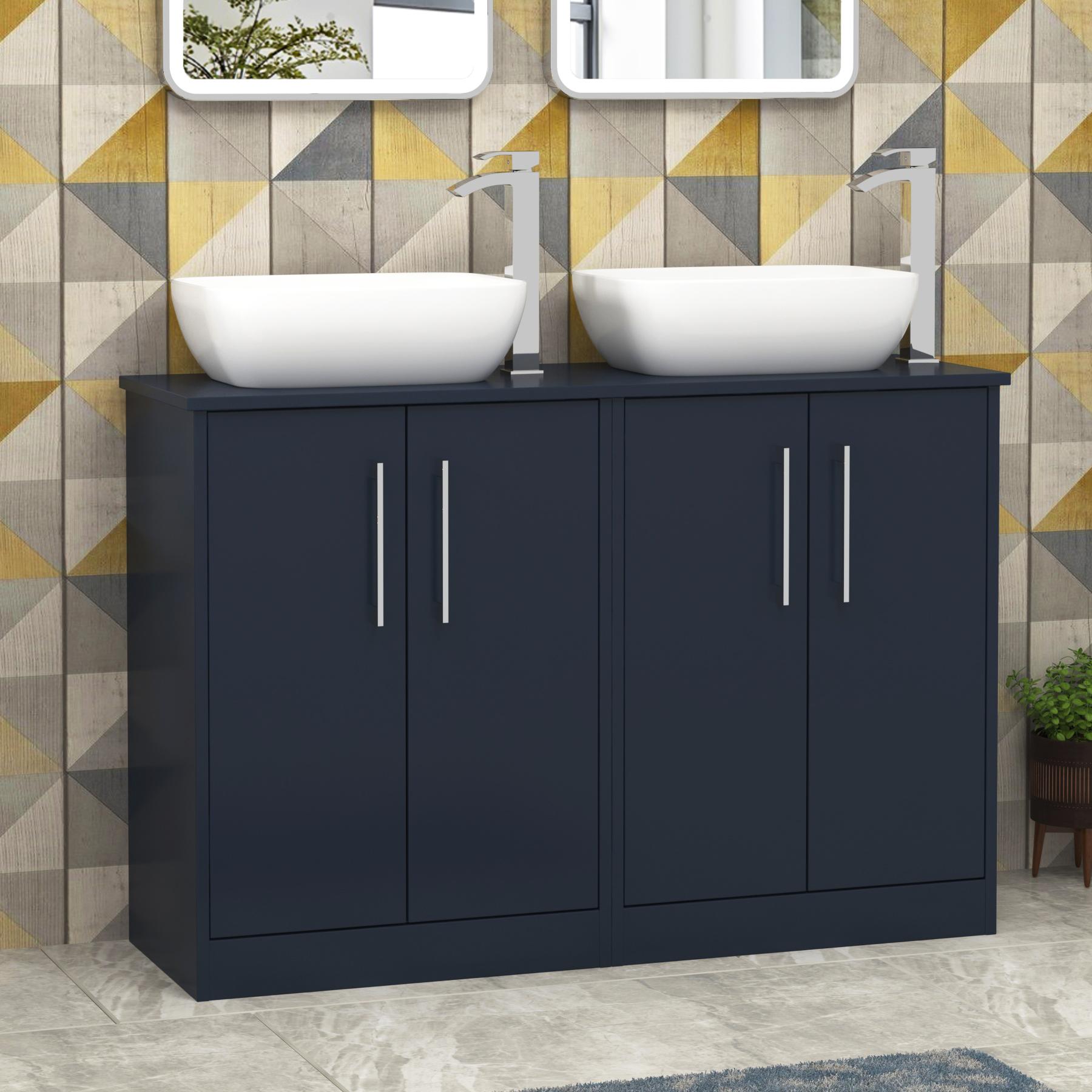 Milan 1200mm Floor Standing Vanity Unit 4 Door Electric Blue Matt ...