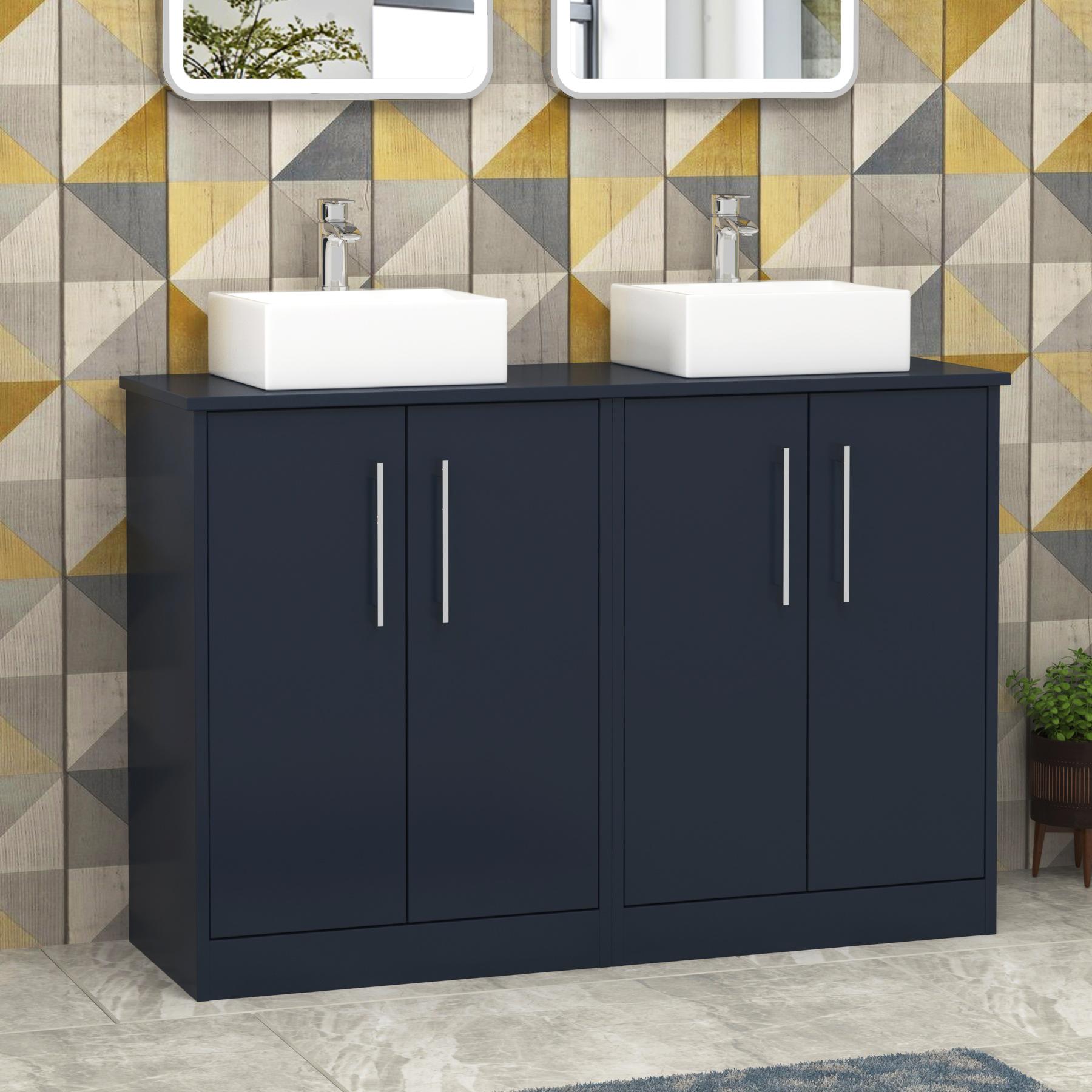 Milan 1200mm Floor Standing Vanity Unit 4 Door Electric Blue Matt ...