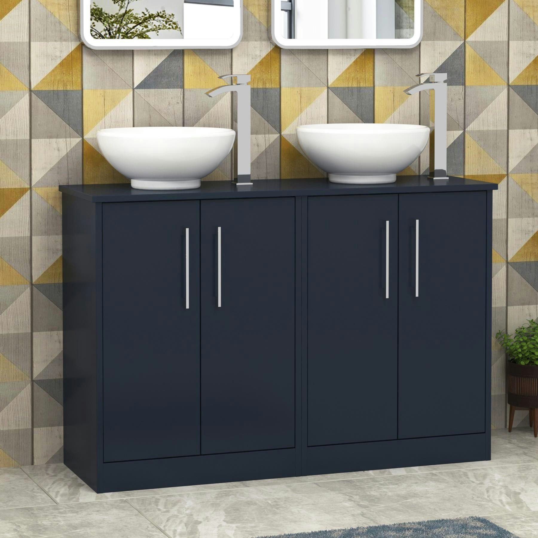 Milan 1200mm Floor Standing Vanity Unit 4 Door Electric Blue Matt ...
