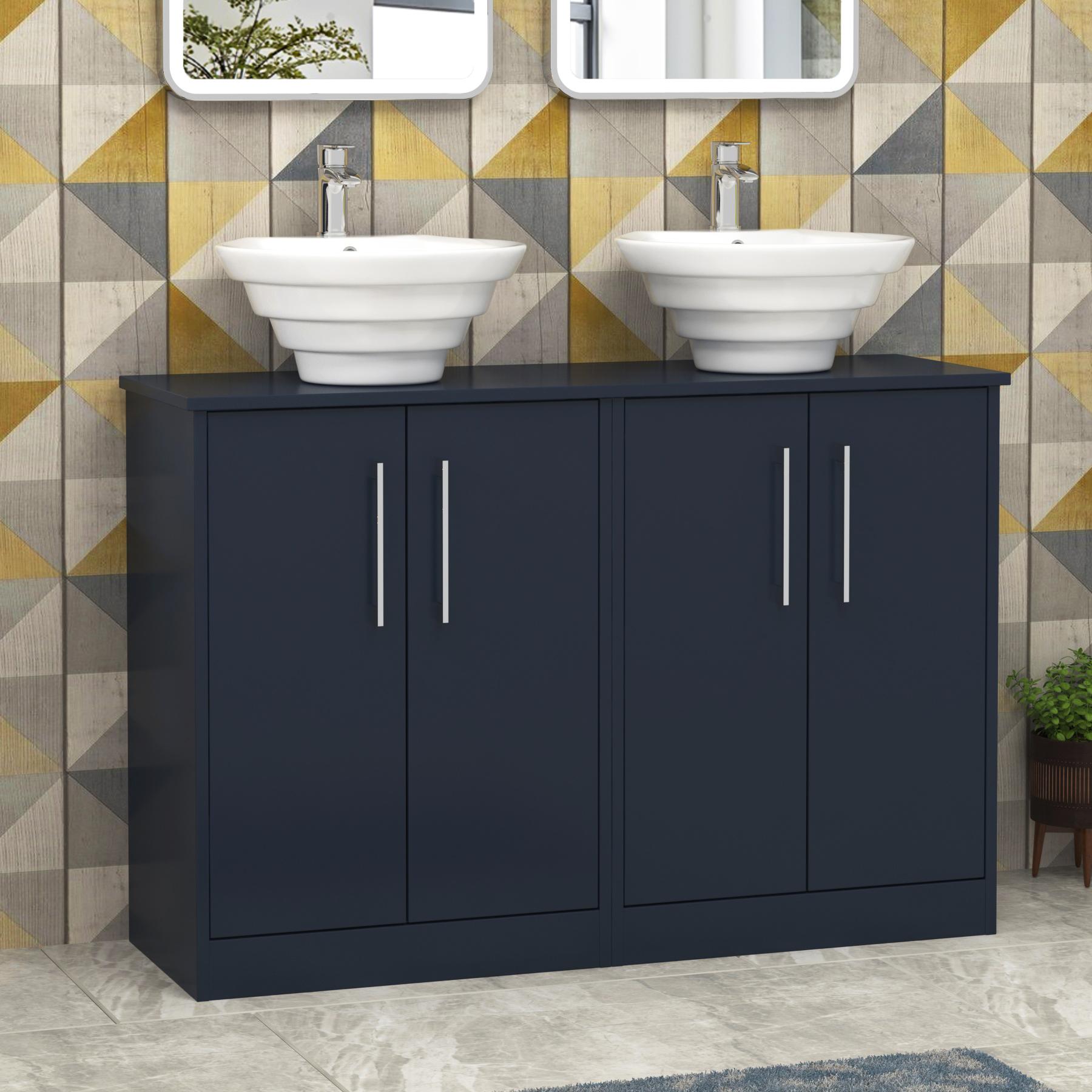 Milan 1200mm Floor Standing Vanity Unit 4 Door Electric Blue Matt ...