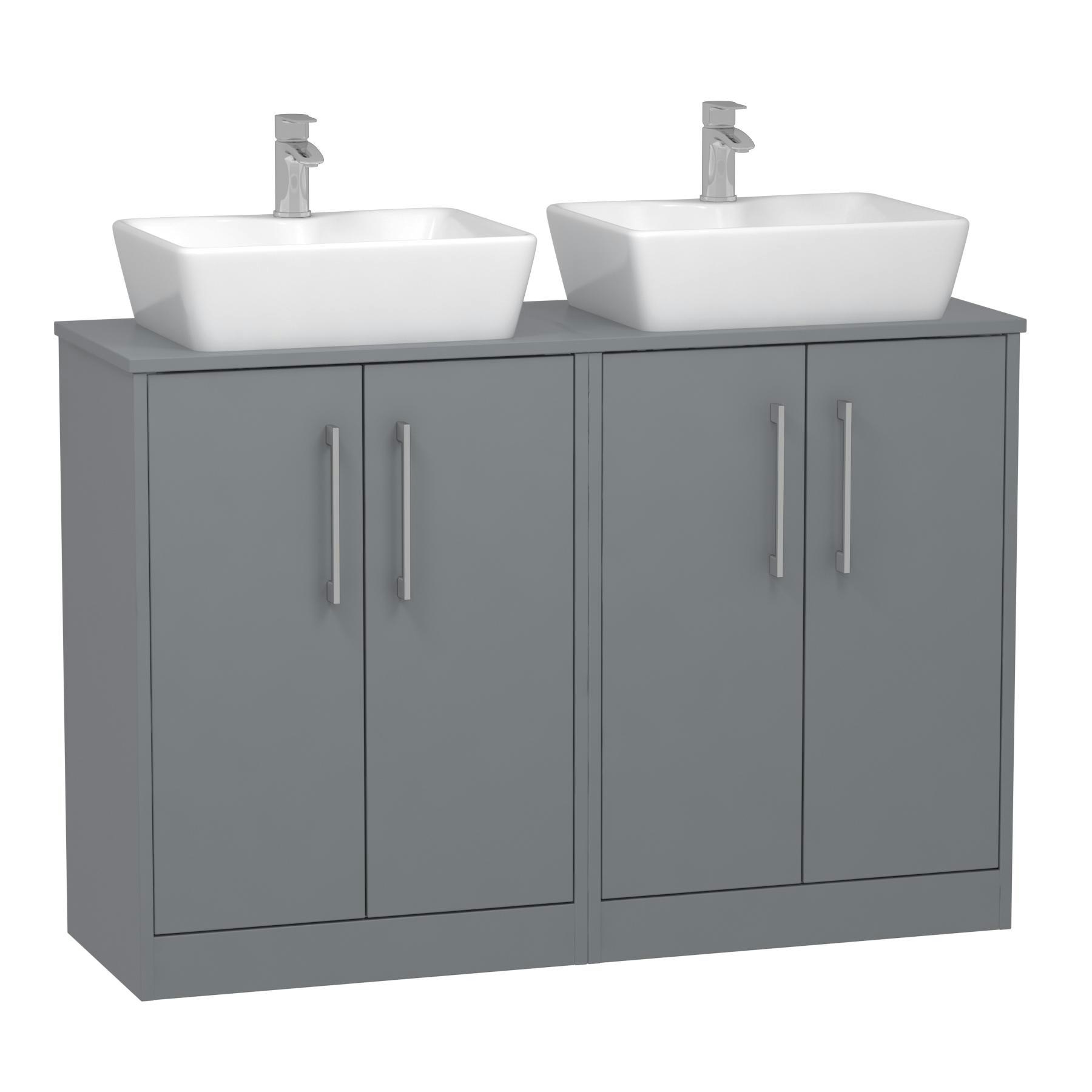 Milan 1200mm Floor Standing Vanity Unit 2 Door Coastal Grey Matt ...