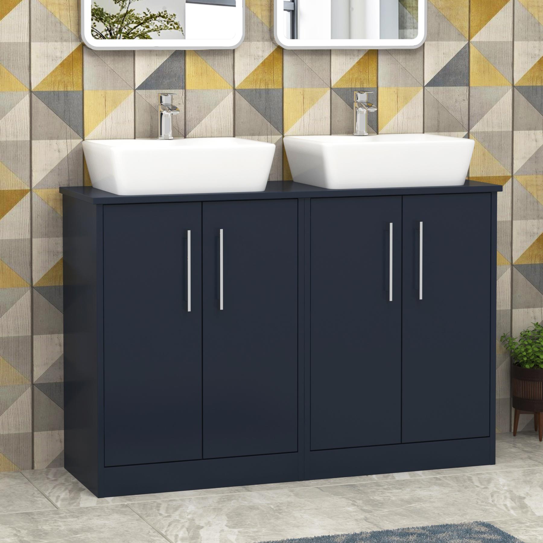 Milan 1200mm Floor Standing Vanity Unit 4 Door Electric Blue Matt ...