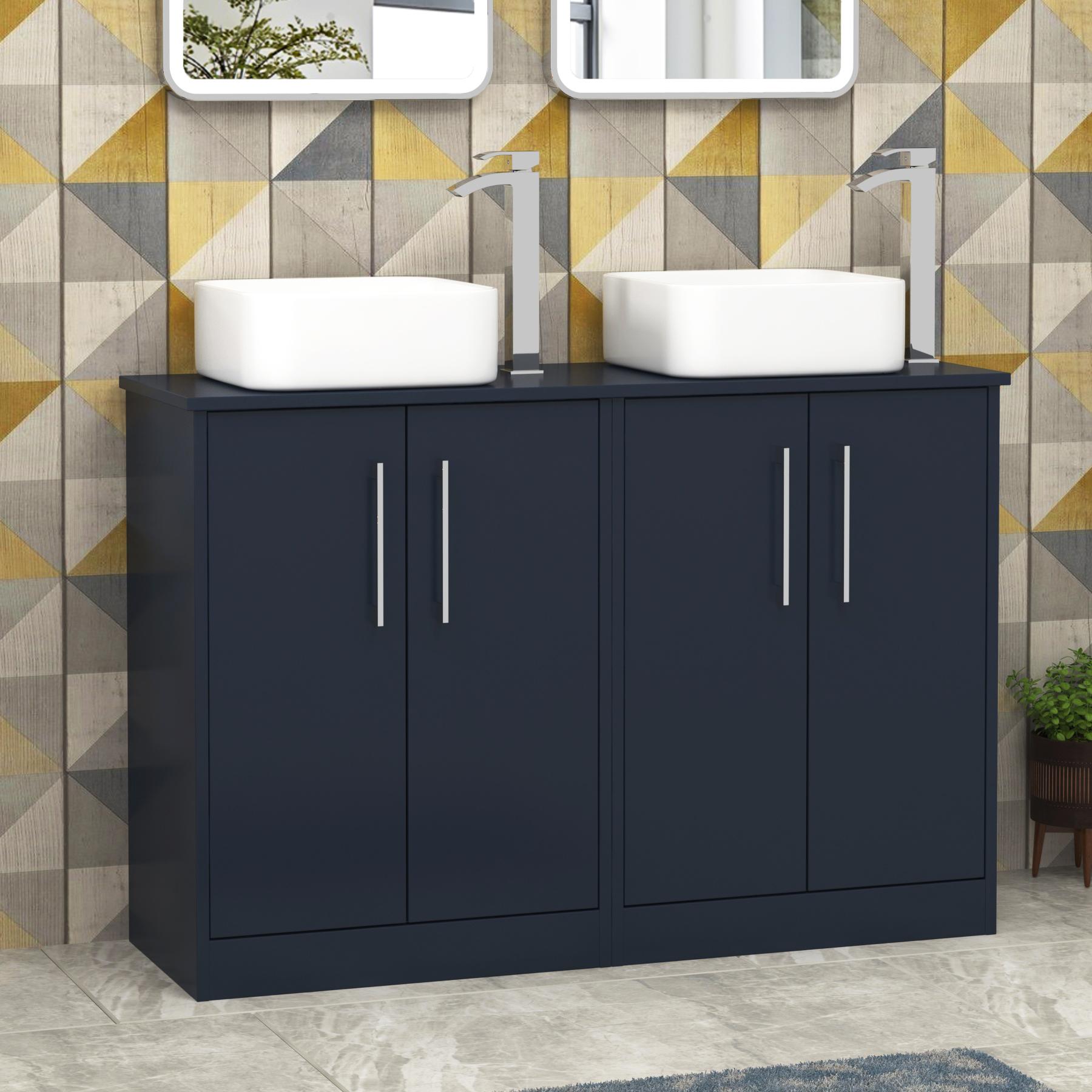 Milan 1200mm Floor Standing Vanity Unit 4 Door Electric Blue Matt ...