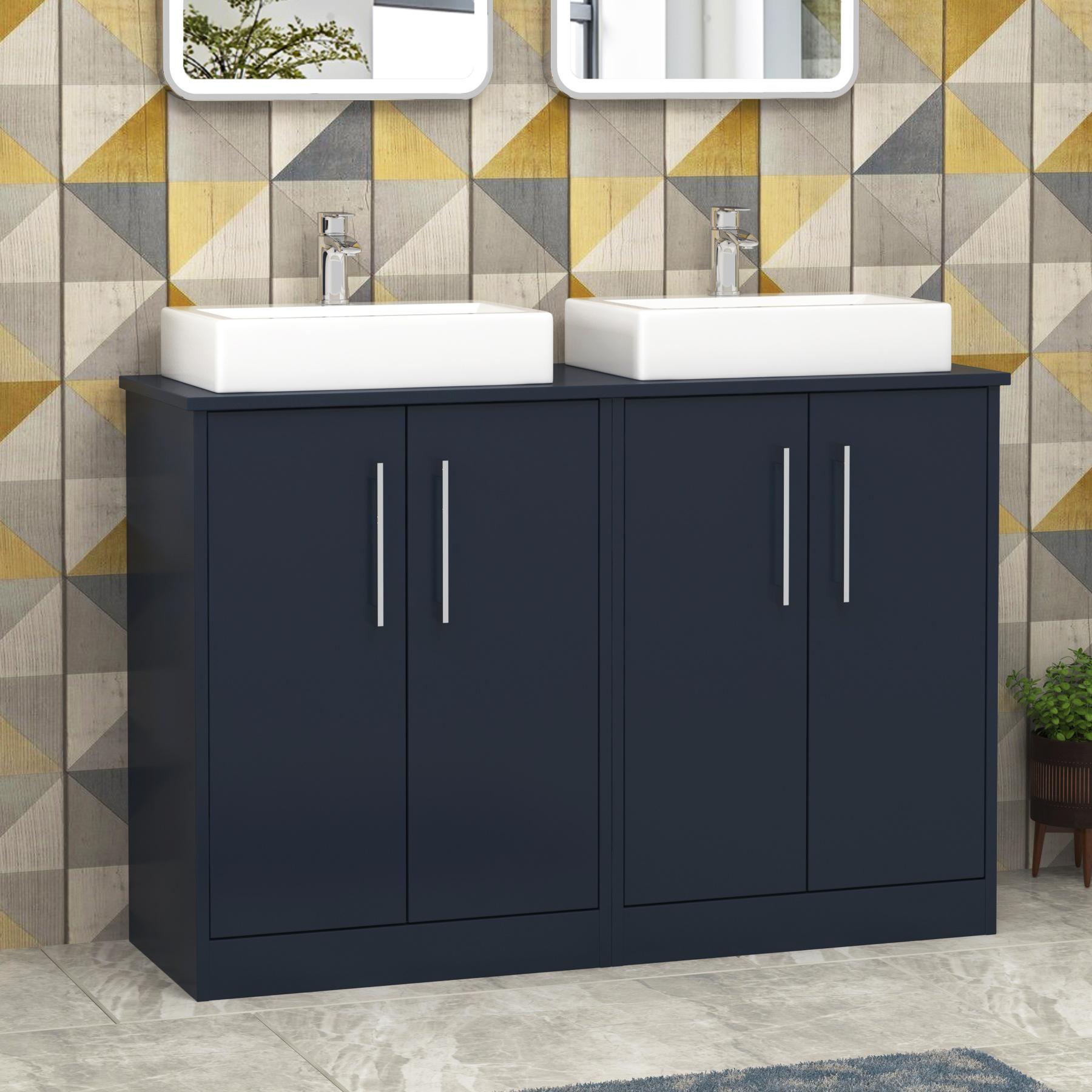 Milan 1200mm Floor Standing Vanity Unit 4 Door Electric Blue Matt ...