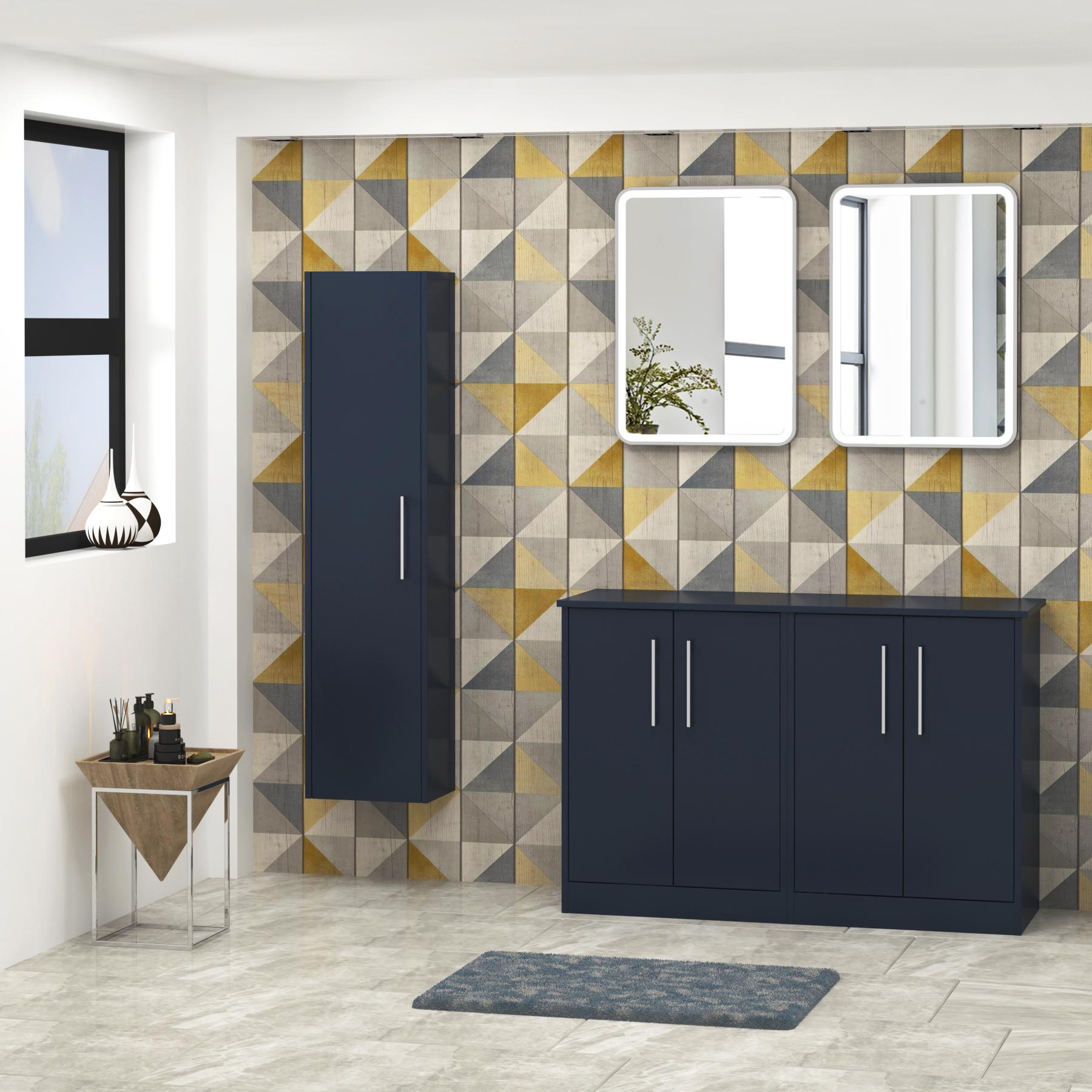 Milan 1200mm Floor Standing Vanity Unit 4 Door Electric Blue Matt ...