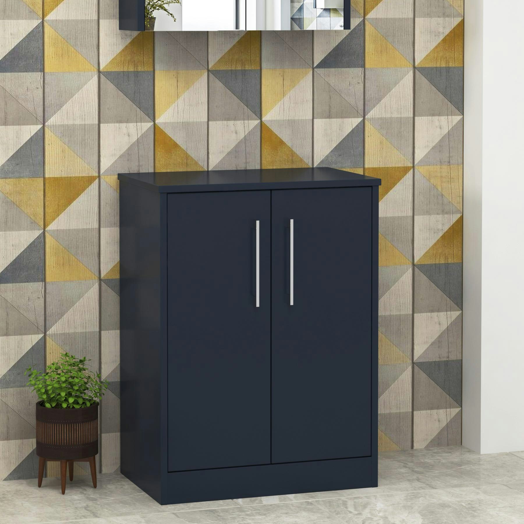 Milan 600mm Floor Standing Vanity Unit 2 Door Electric Blue Matt ...