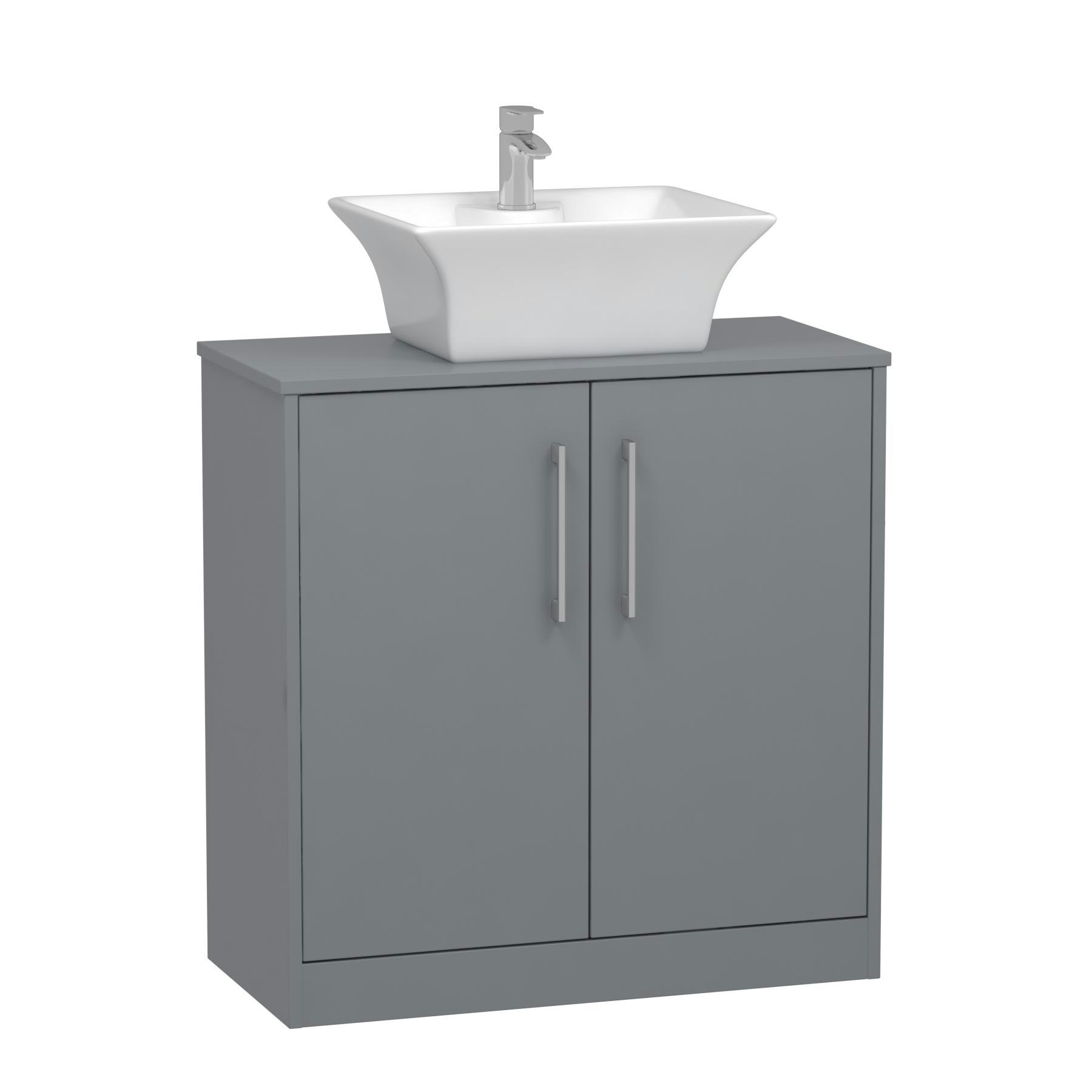 Milan 800mm Floor Standing Vanity Unit 2 Door Coastal Grey Matt & Countertop Basin - Amaze ...