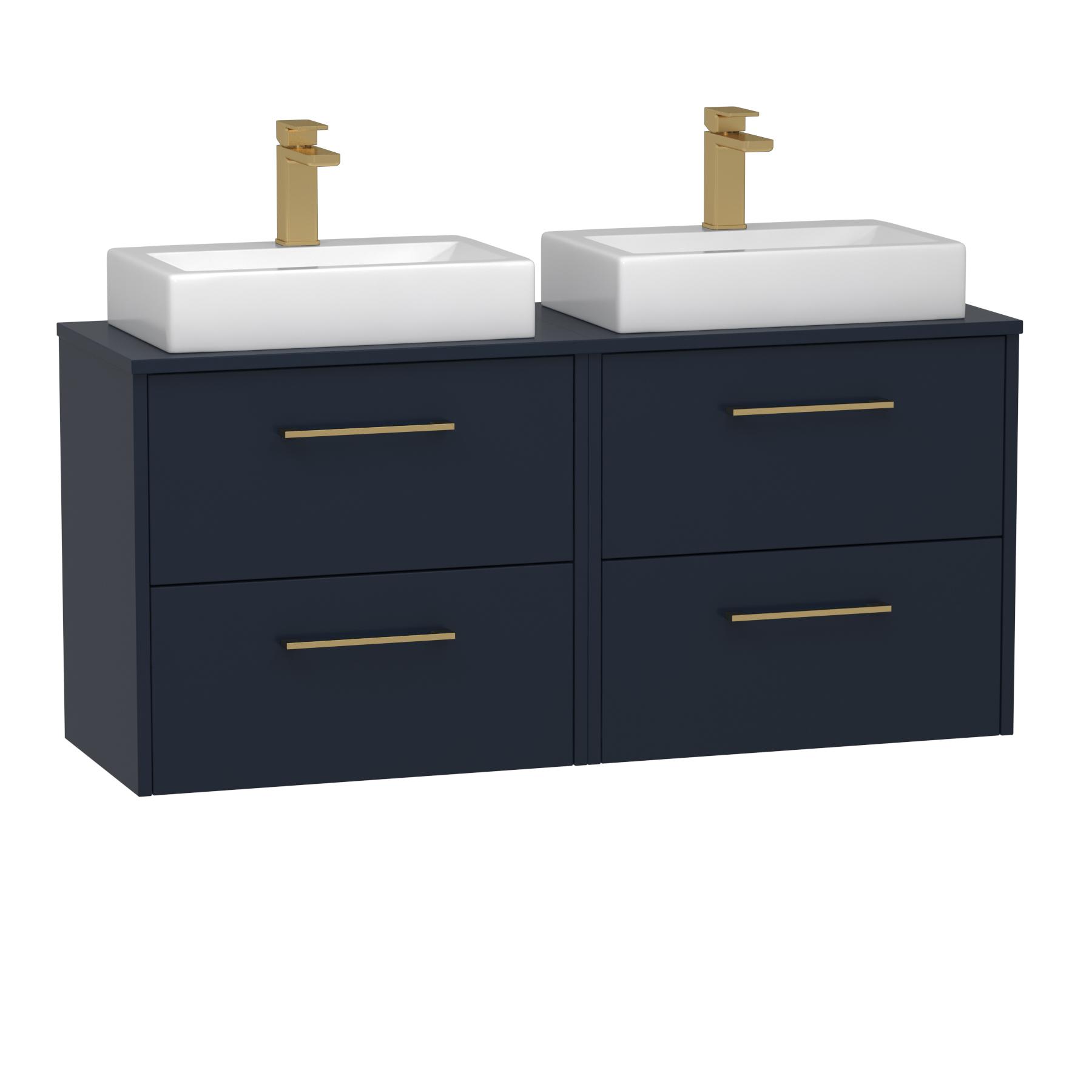 Milan 1200mm Wall Hung Vanity Unit 4 Drawer Electric Blue Matt Brushed ...