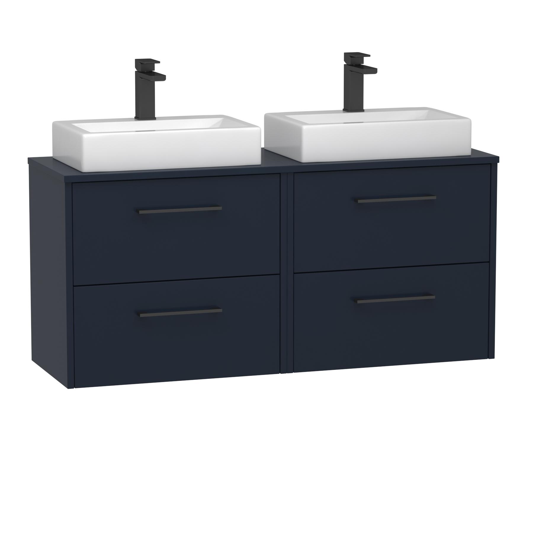 Milan 1200mm Wall Hung Vanity Unit 4 Drawer Electric Blue Matt Black ...