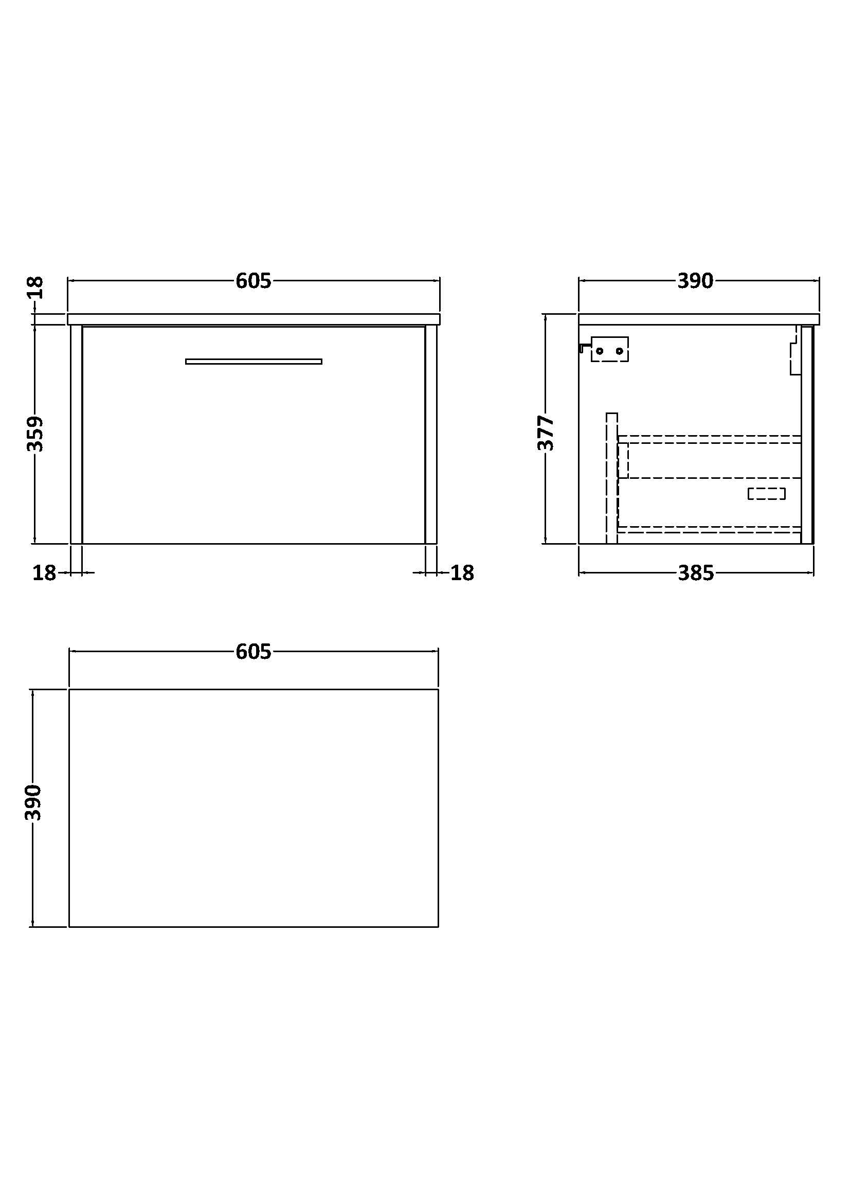Milan 600mm Wall Hung Vanity Unit 1 Drawer Electric Blue Matt Black ...
