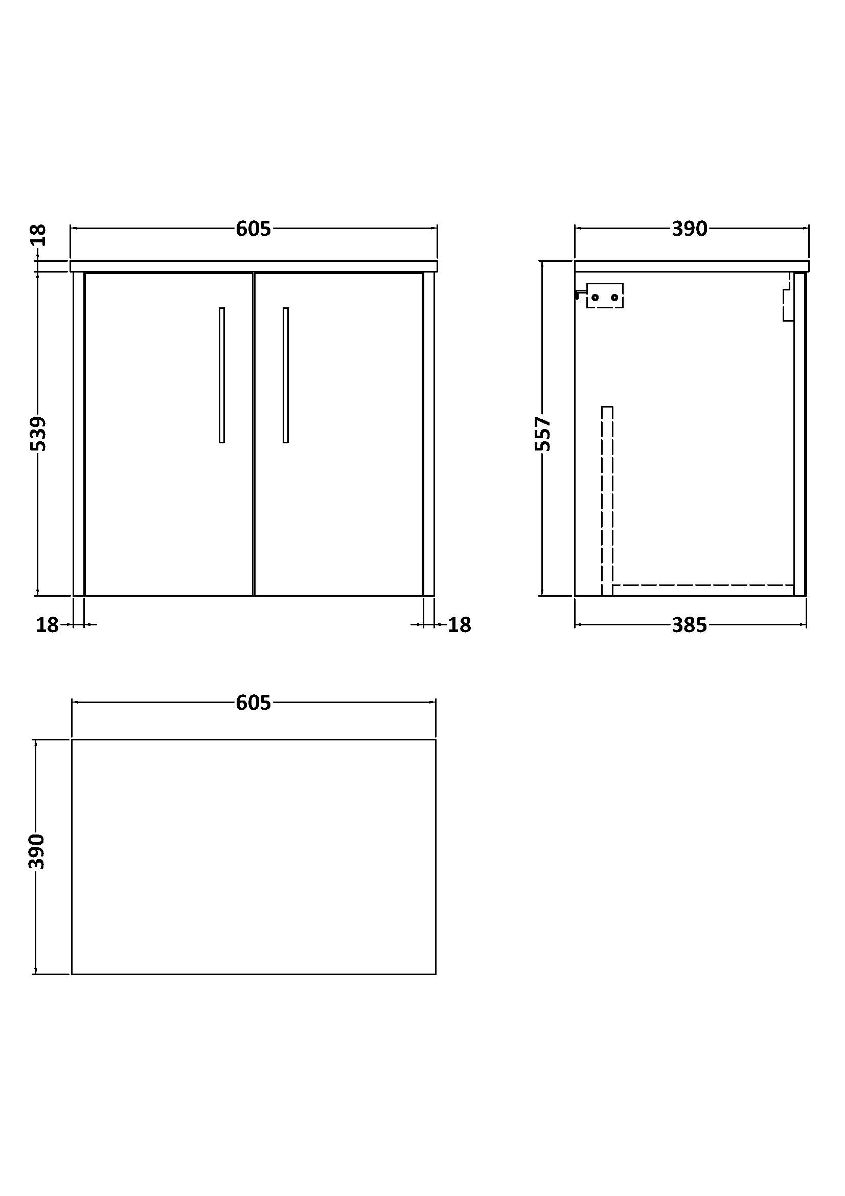 Milan 600mm Wall Hung Vanity Unit 2 Door Matt Electric Blue ...