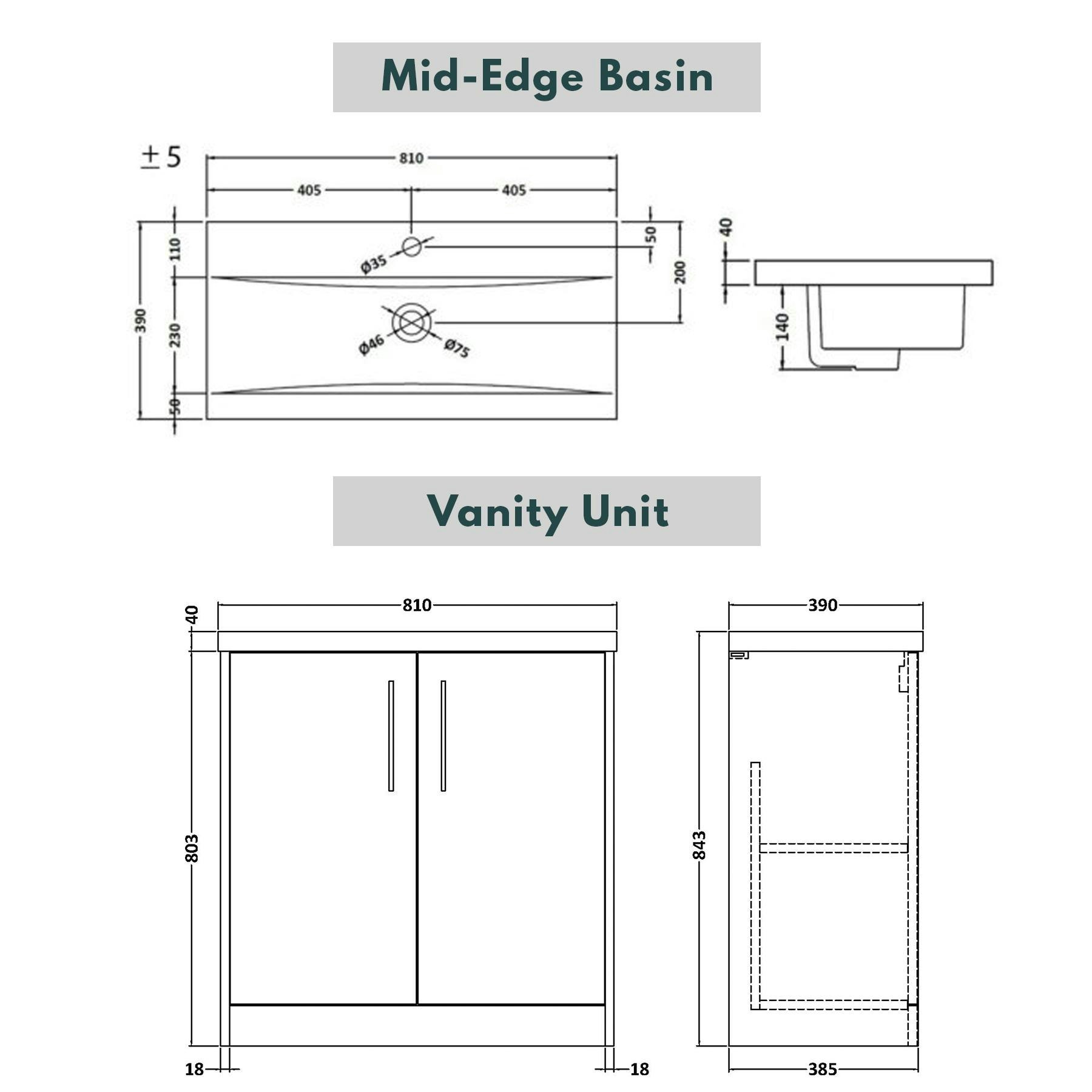 Milan 1300mm Electric Blue 2 Door Floor Standing Vanity Unit Mid-Edge ...