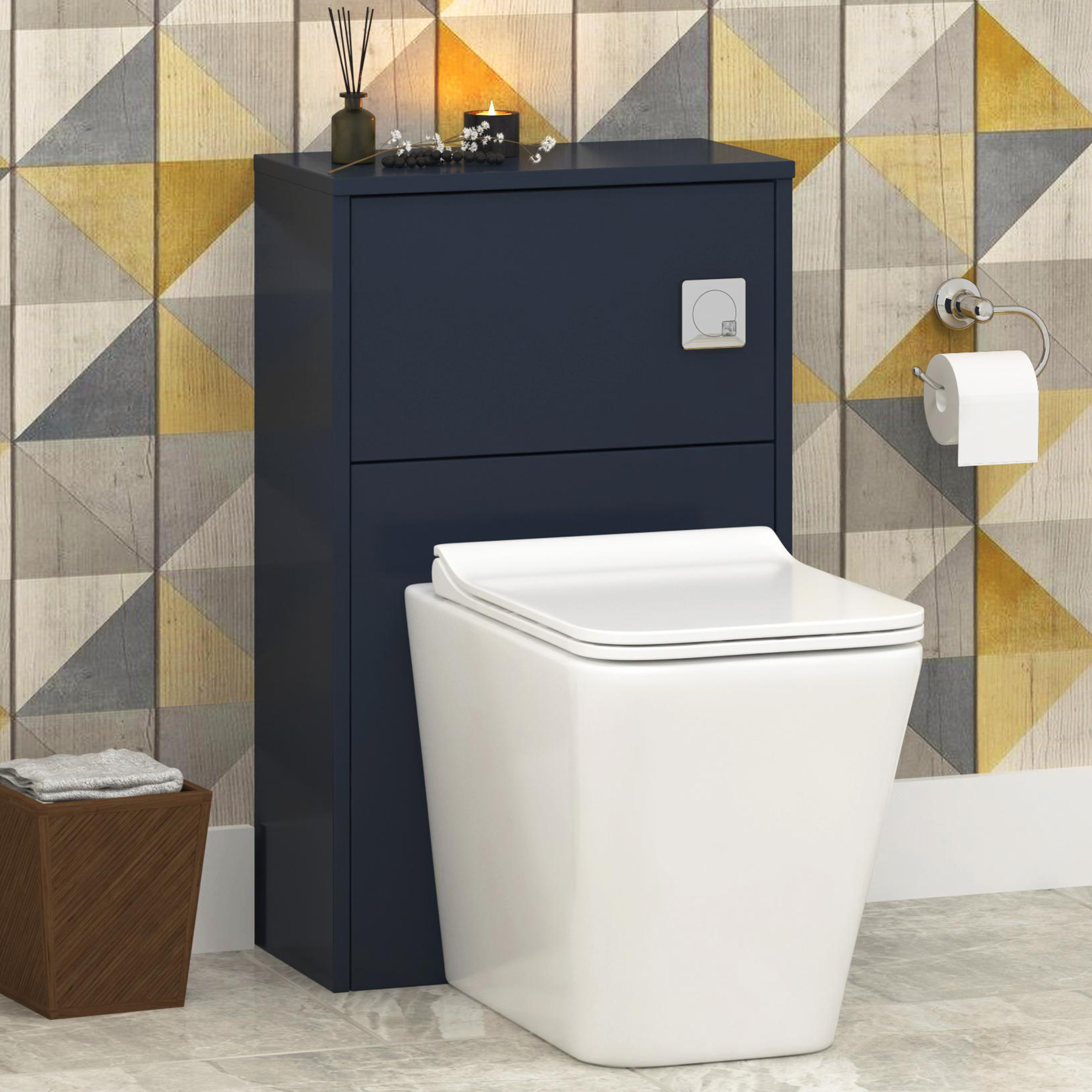 Electric Blue 500mm WC Toilet Unit with Elena Rimless BTW Pan & Slim ...