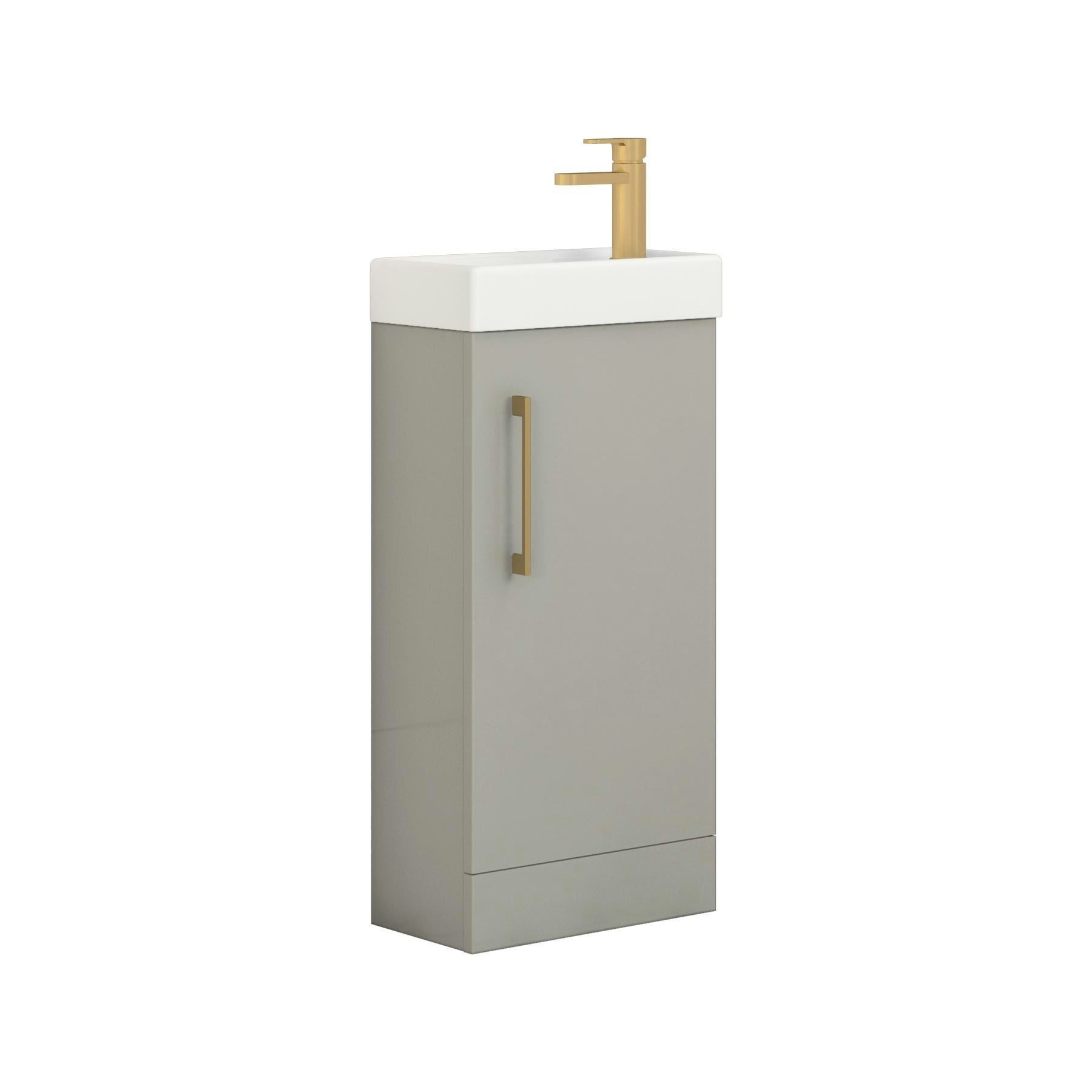 Modena 400mm Compact Floor Standing Vanity Unit 1 Door With Basin ...