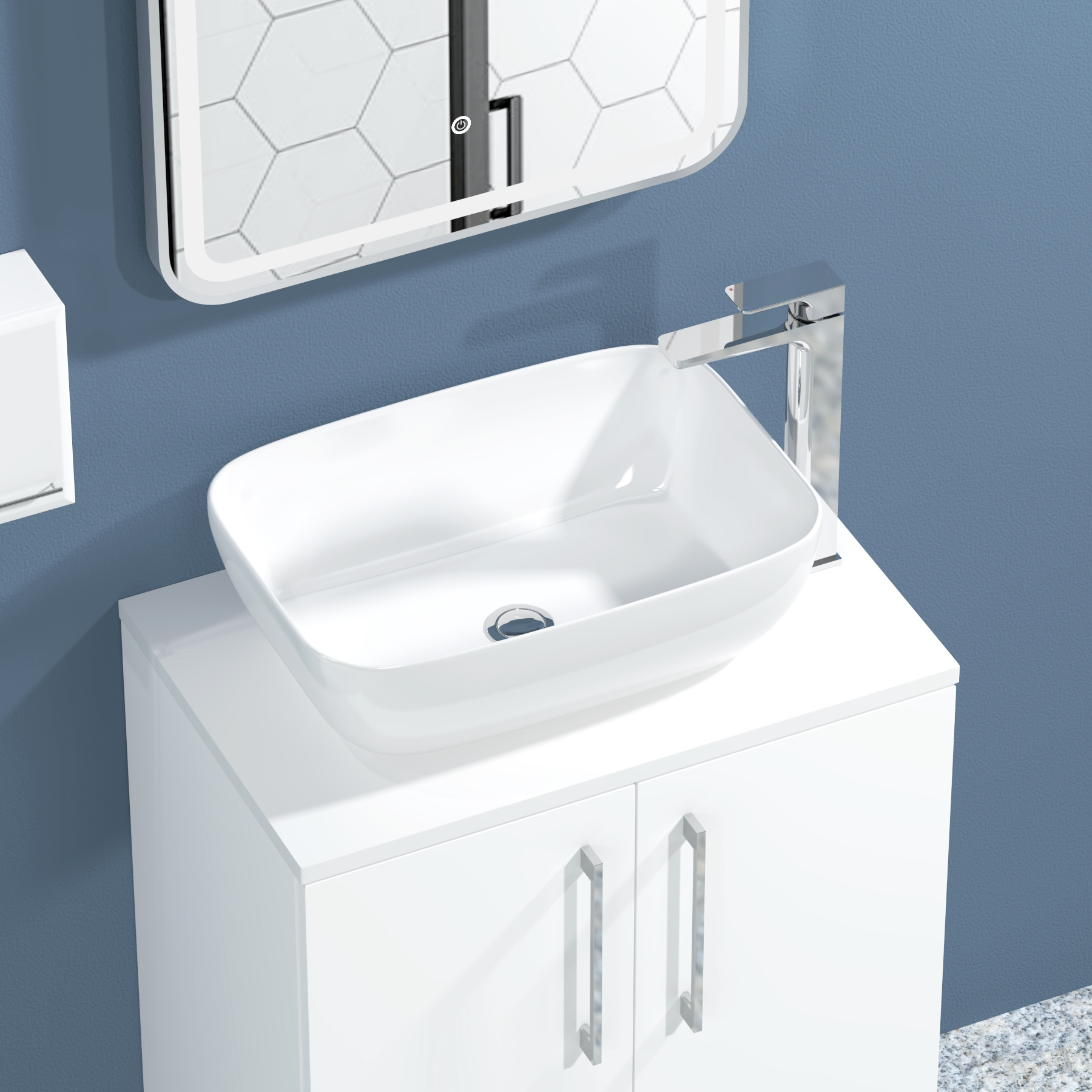 Modena 500mm Satin White Floor Standing Vanity Unit 2 Door with ...