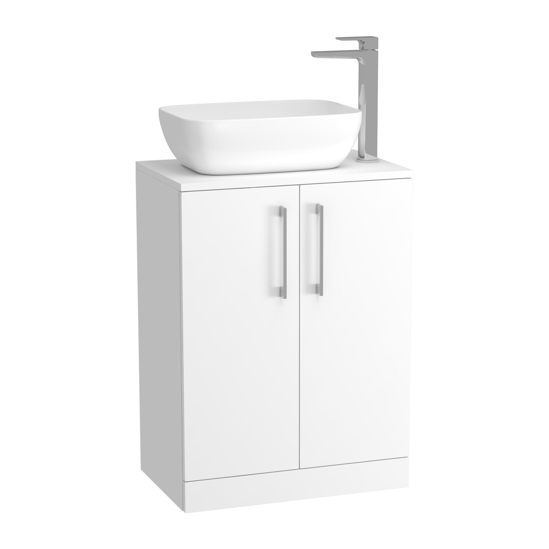 Modena 500mm Satin White Floor Standing Vanity Unit 2 Door with ...