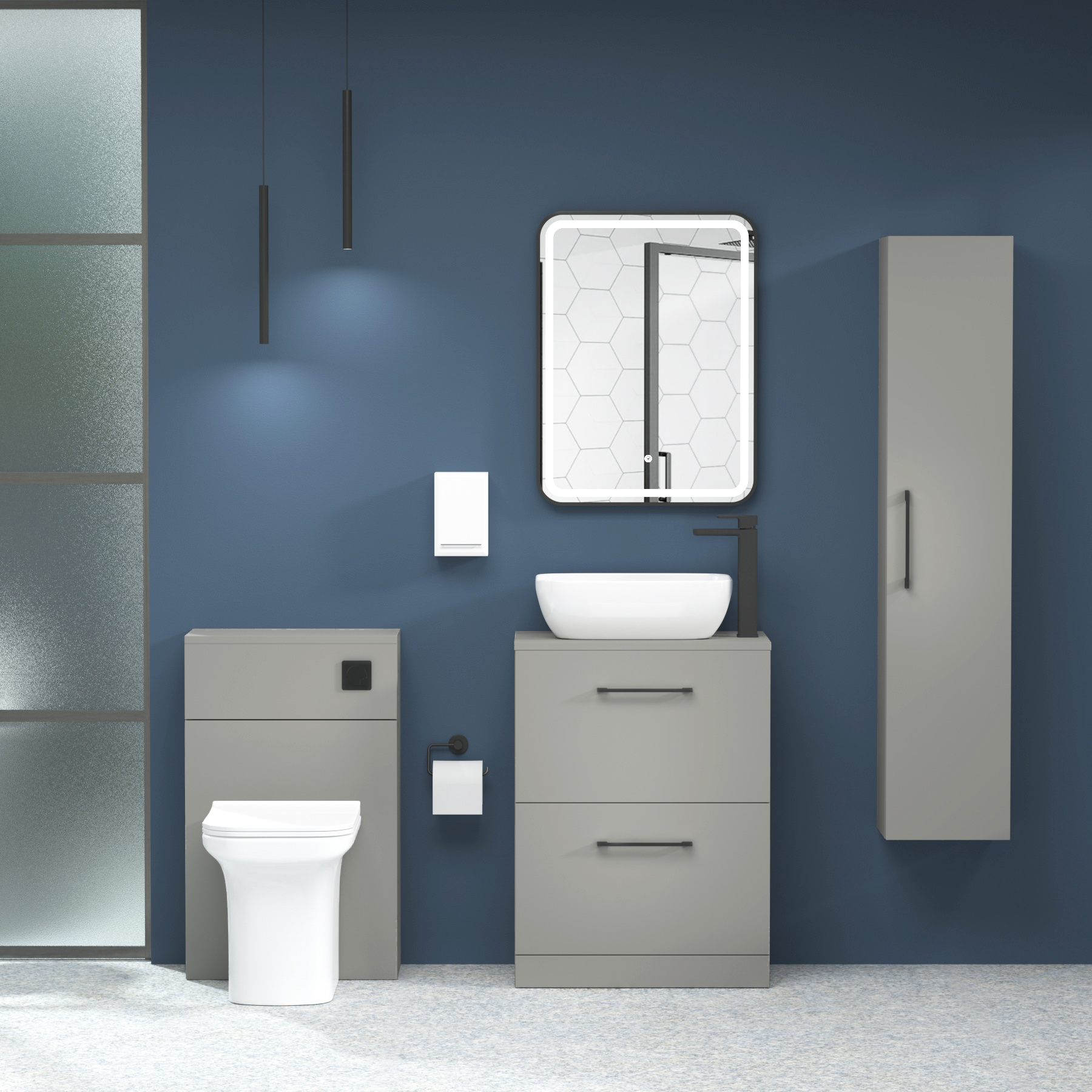 Modena 600mm Satin Grey Floor Standing Vanity Unit 2 Drawer with ...