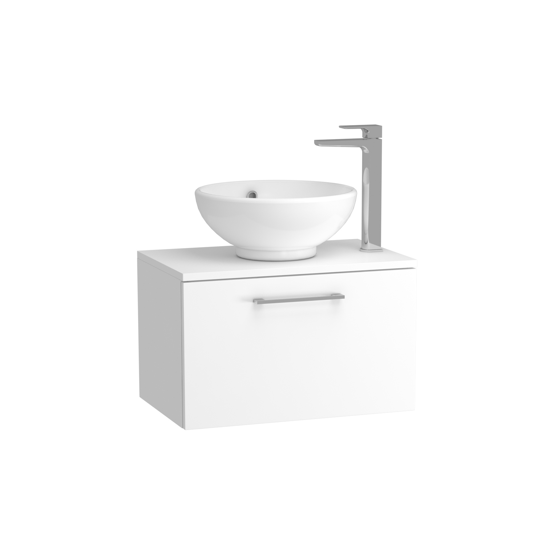 Modena 800mm Satin Grey Wall Hung Vanity Unit 1 Drawer with Countertop ...