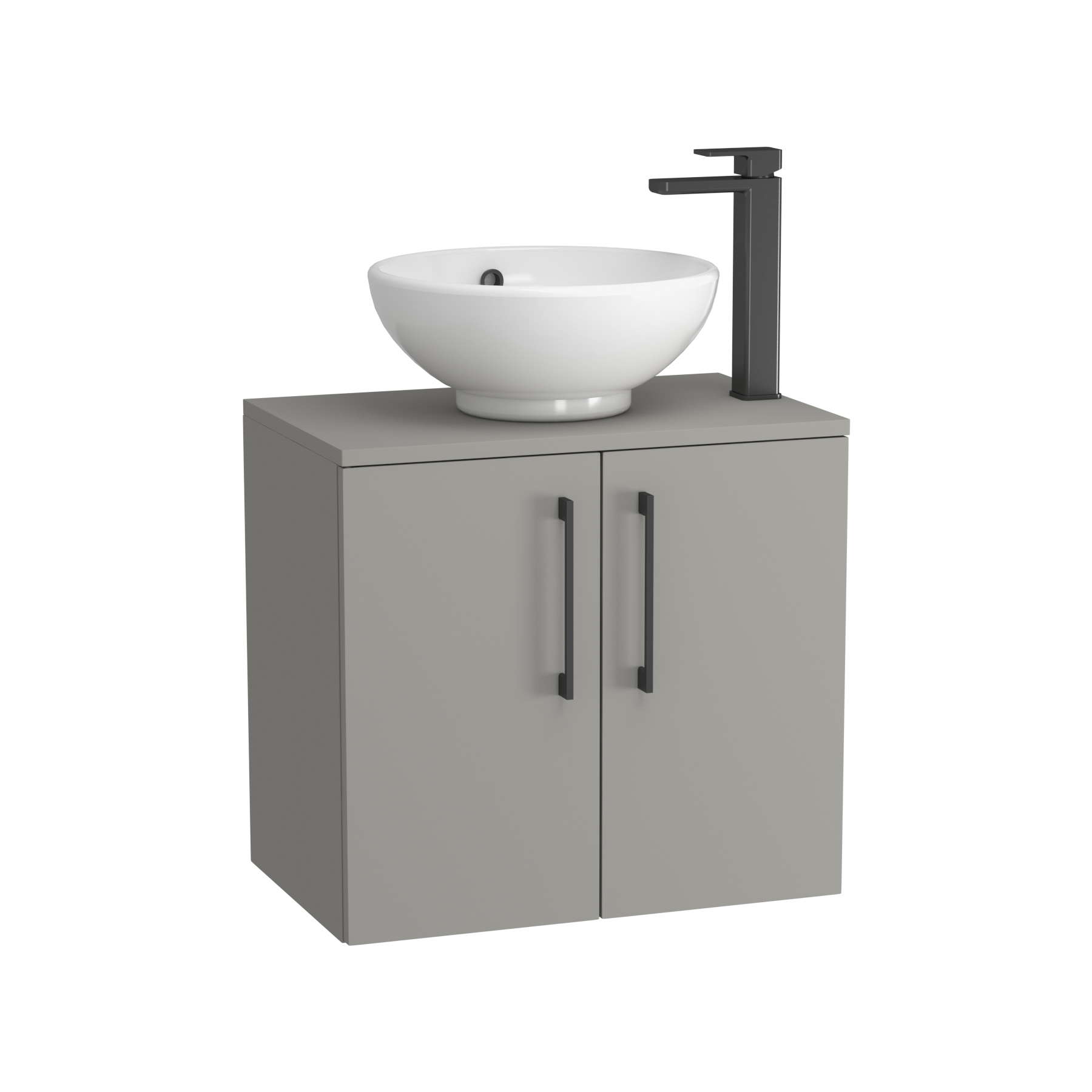 Modena 800mm Satin Grey Wall Hung Vanity Unit 2 Door with Matt Black ...