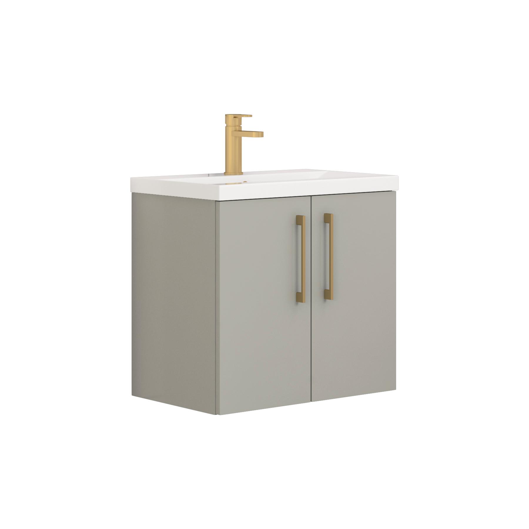 Modena Satin Grey 2 Door Wall Mounted Vanity Unit with Mid-Edge Basin ...