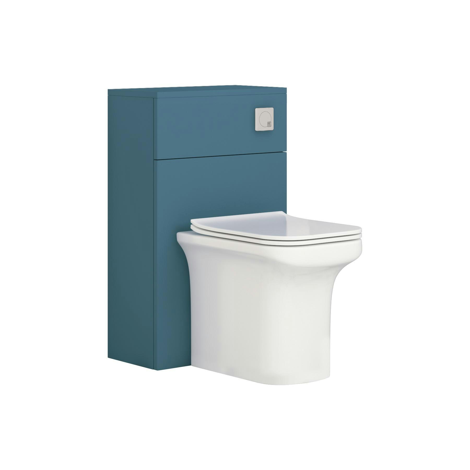 Modena 500mm Satin Blue BTW WC Unit With Rimless Toilet Seat and ...