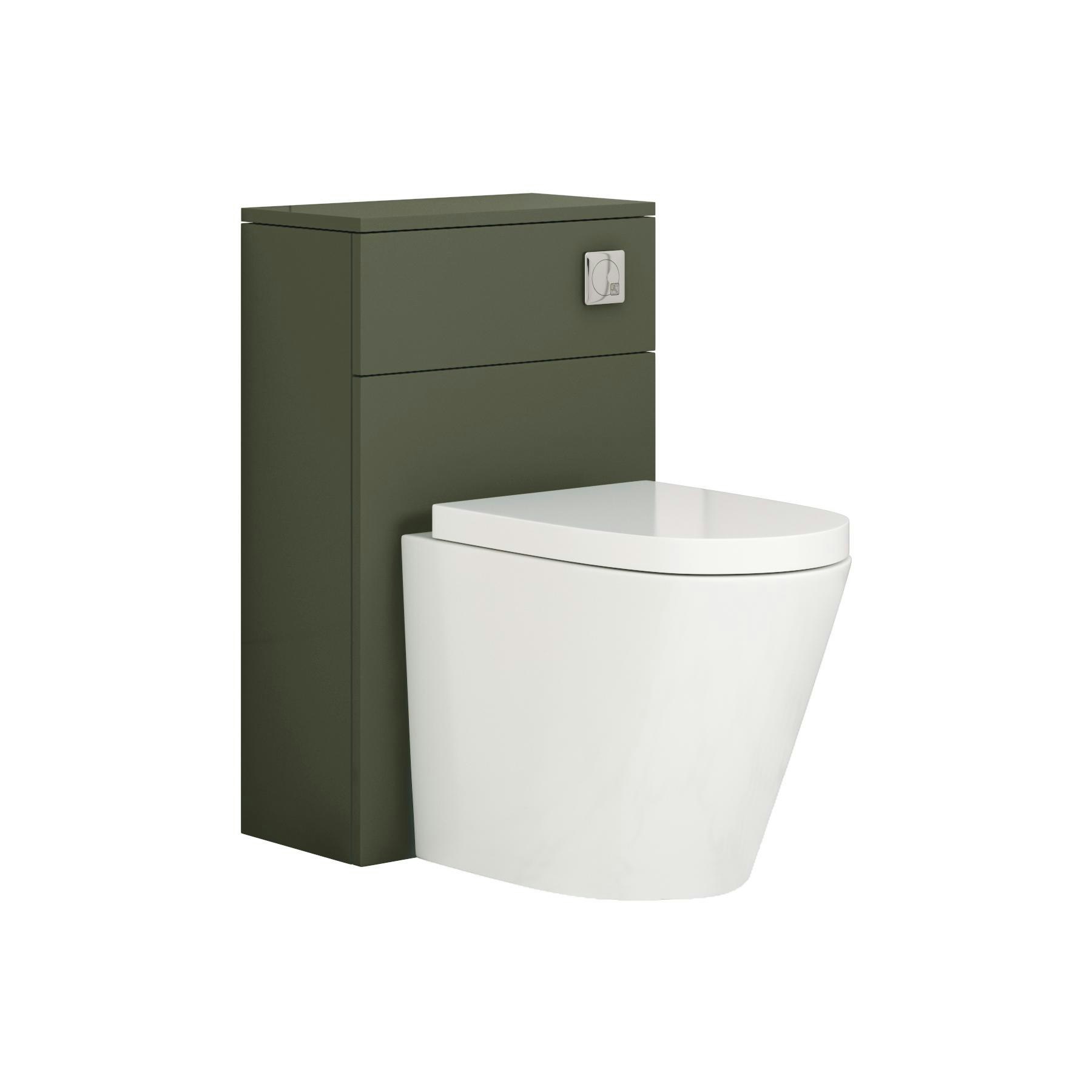 Modena 500mm Satin Green BTW WC Unit With Rimless Toilet Seat and ...