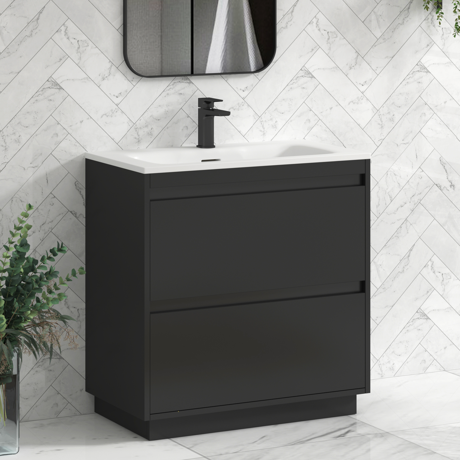 mat black vanity unit
