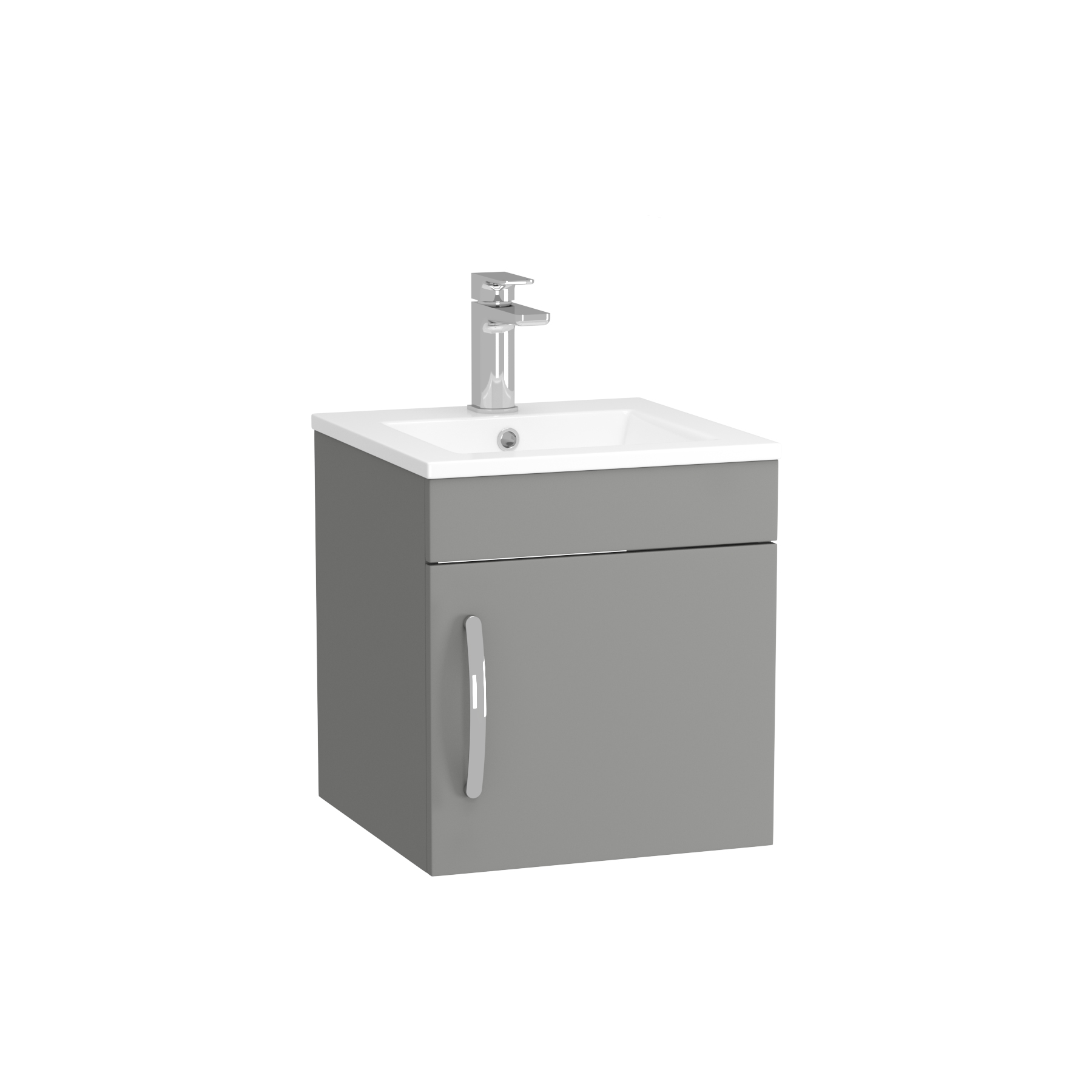 Turin 400mm Wall Hung Vanity Sink Unit Indigo Grey Gloss - 1 Door ...