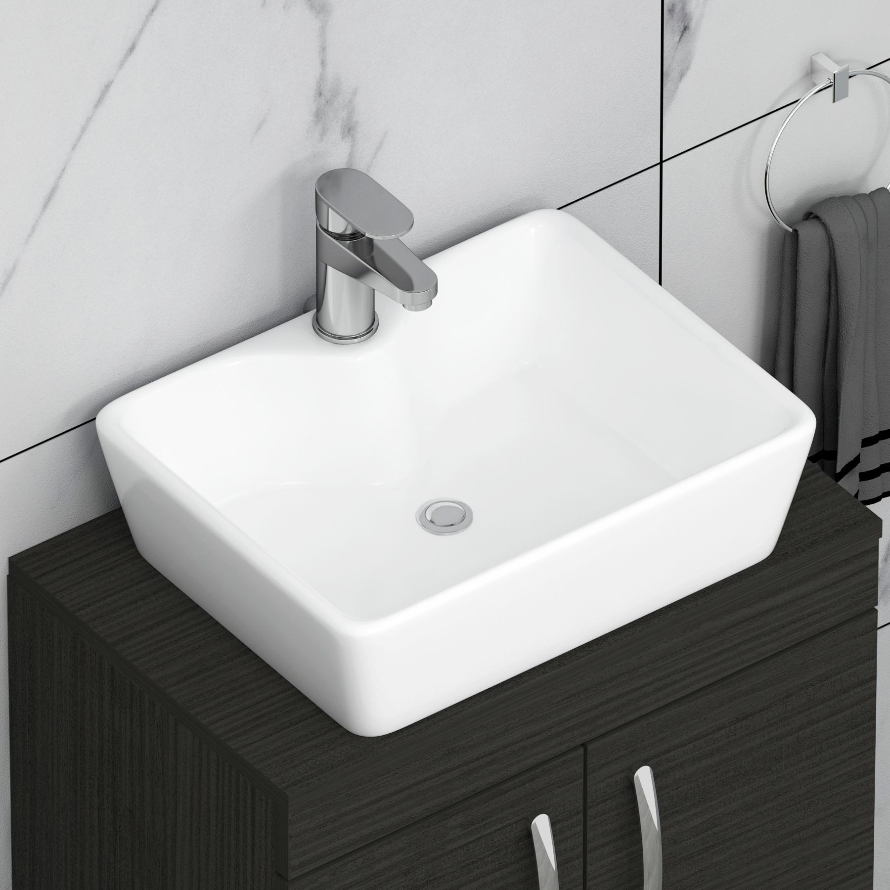 Turin 800mm Wall Hung Vanity Unit 2 Door Hale Black & Countertop Basin ...