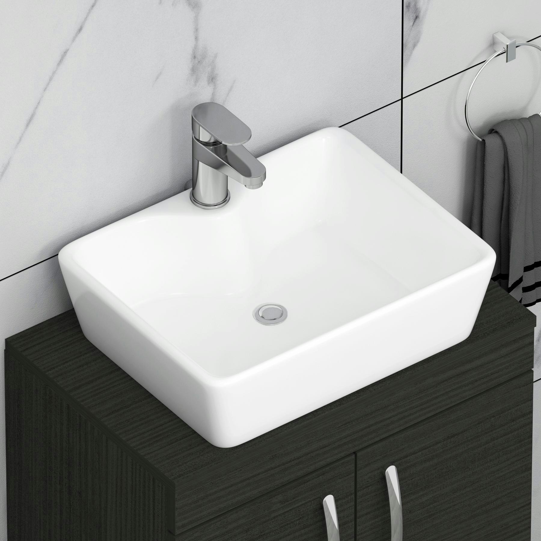 Turin 800mm Floor Standing Vanity Unit 2 Door Hale Black & Countertop ...