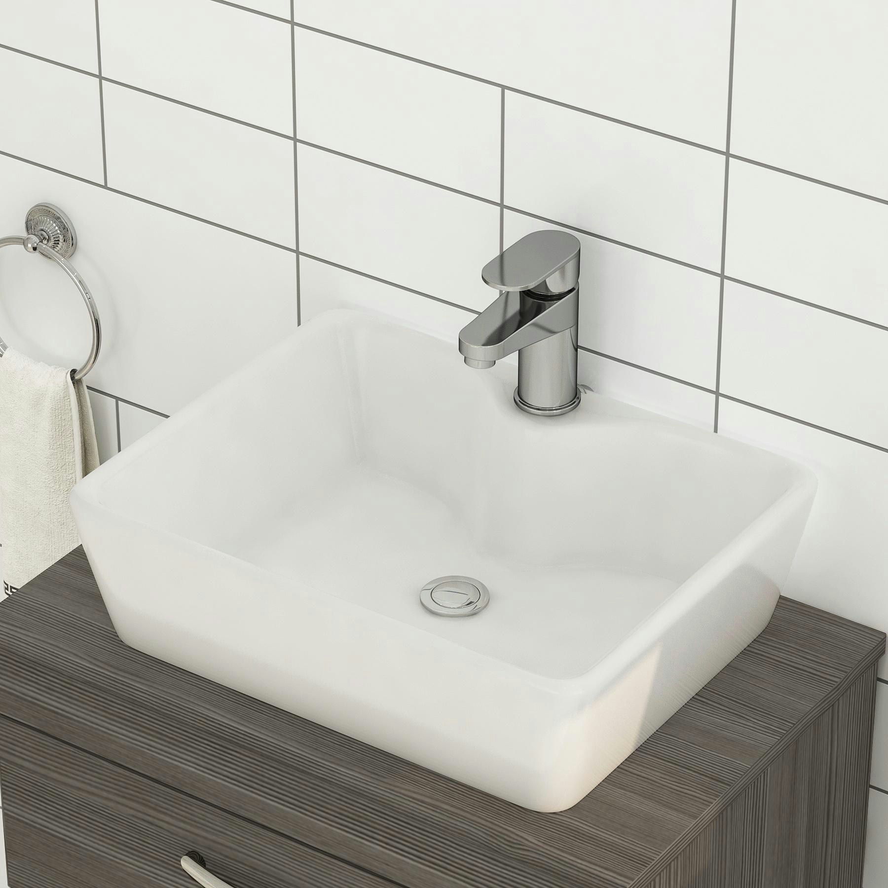 500/600/800mm Floor Standing Vanity Unit 2 Drawer Grey Elm & Countertop ...