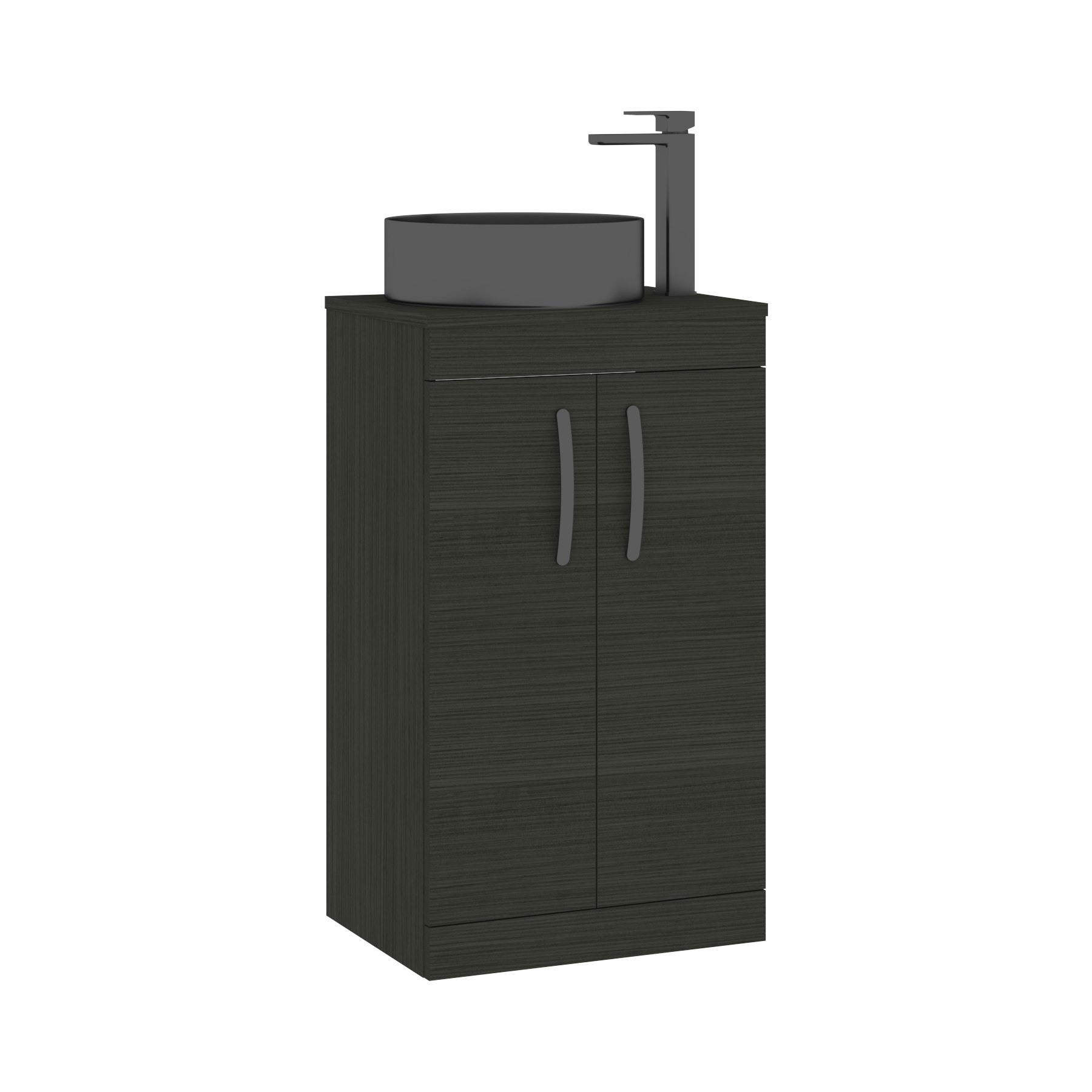 500mm Hale Black 2 Door Free Standing Bathroom Vanity Unit with Sink ...