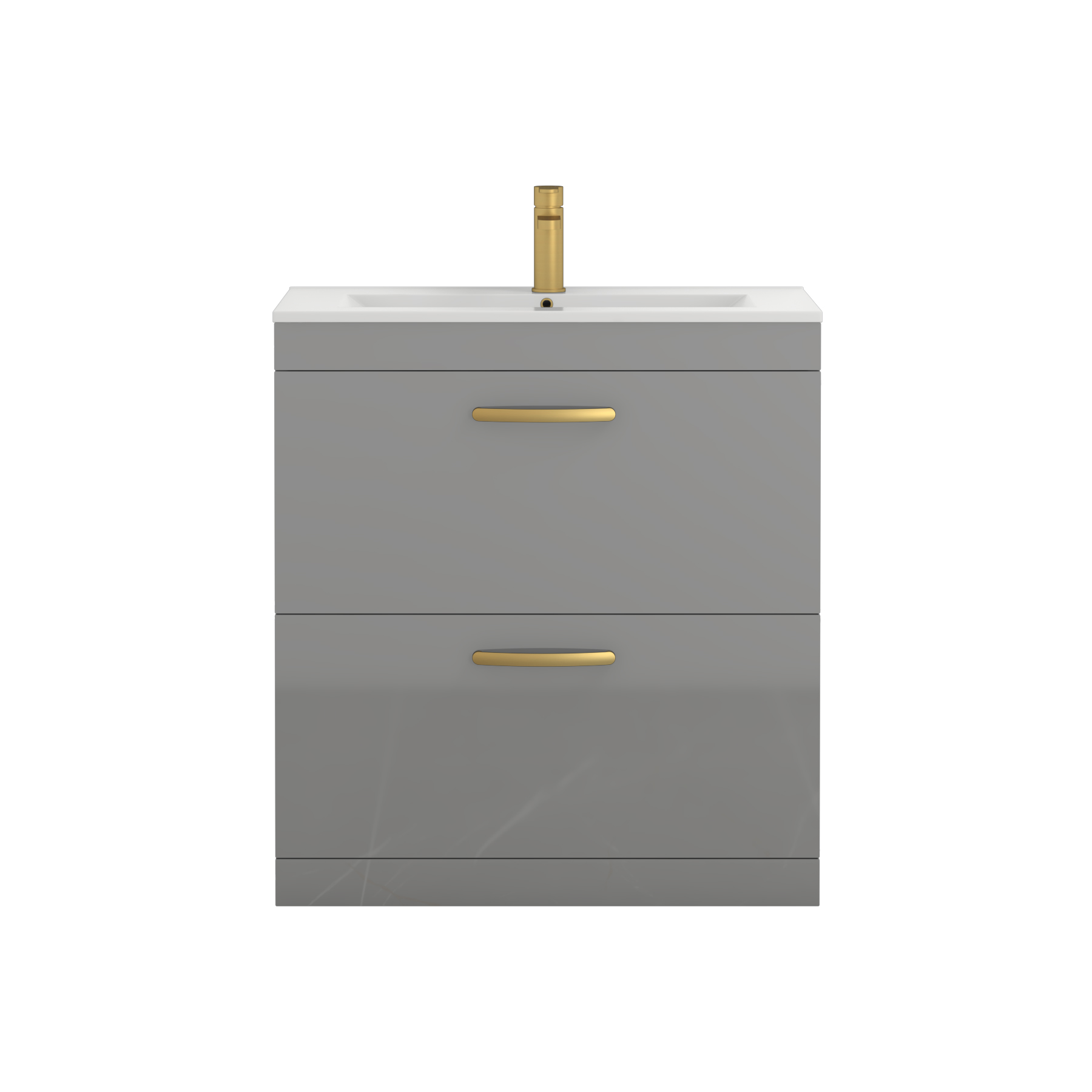 Turin 800mm Floor Standing Vanity Unit Indigo Grey Gloss 2 Drawer ...