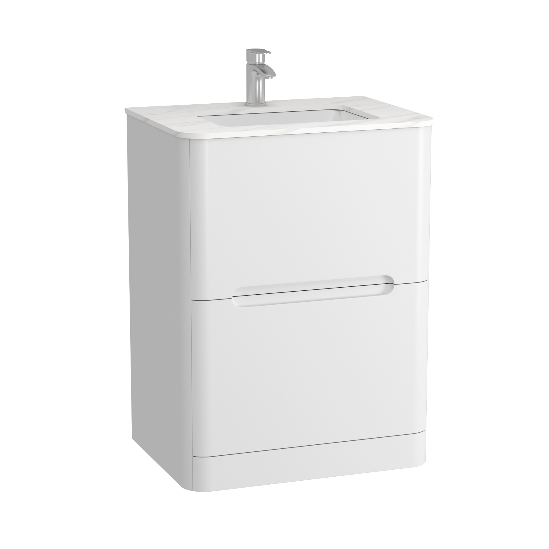 Venice Satin White 2 Drawer Floor Standing Vanity Unit with Carrara ...